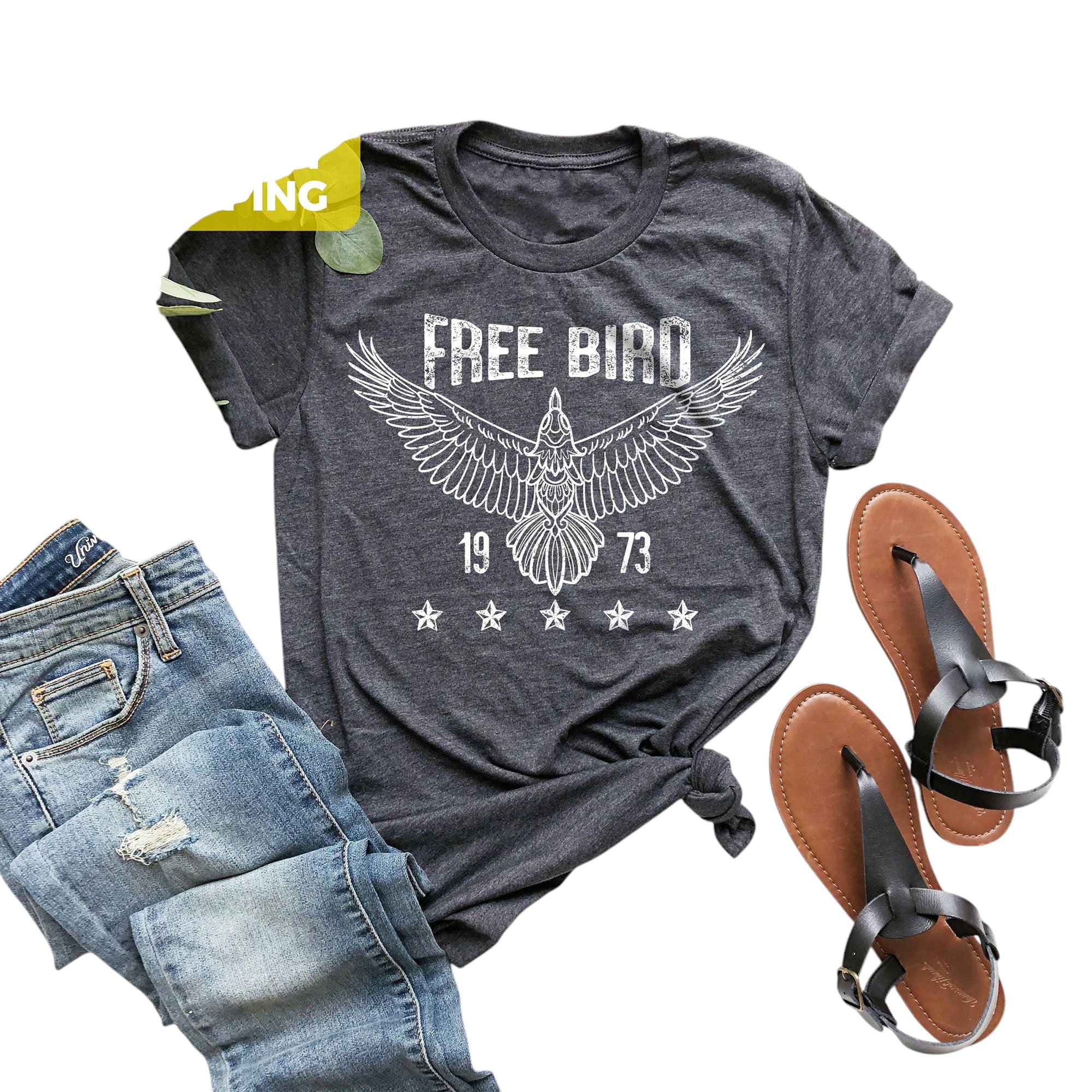 Free Bird Retro Unisex Classic 2D T-Shirt - Boho Thunderbird Music ...