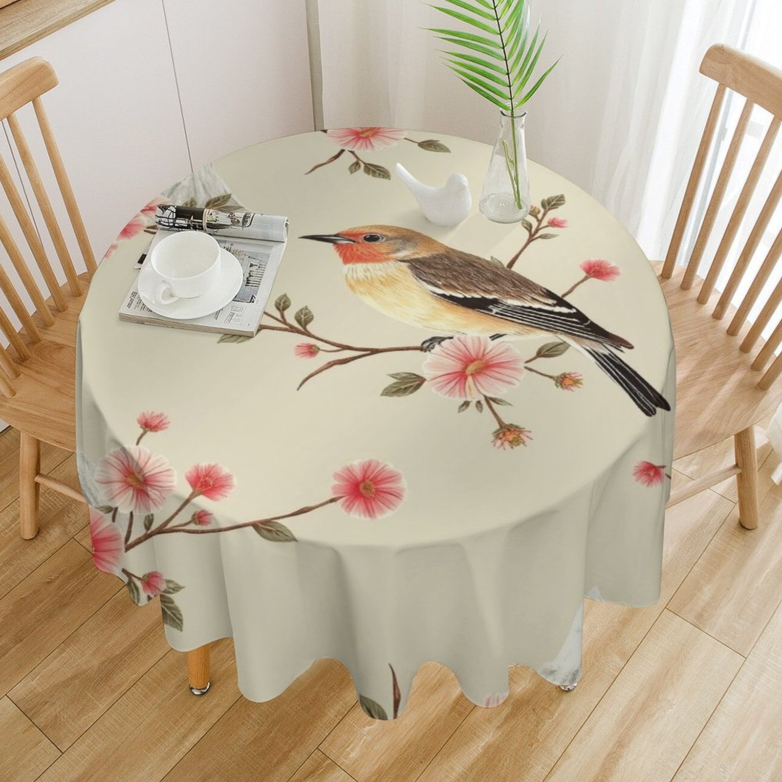 Free Bird Round Polyester Tablelcoth Circular Table Cover,Multi-purpose ...
