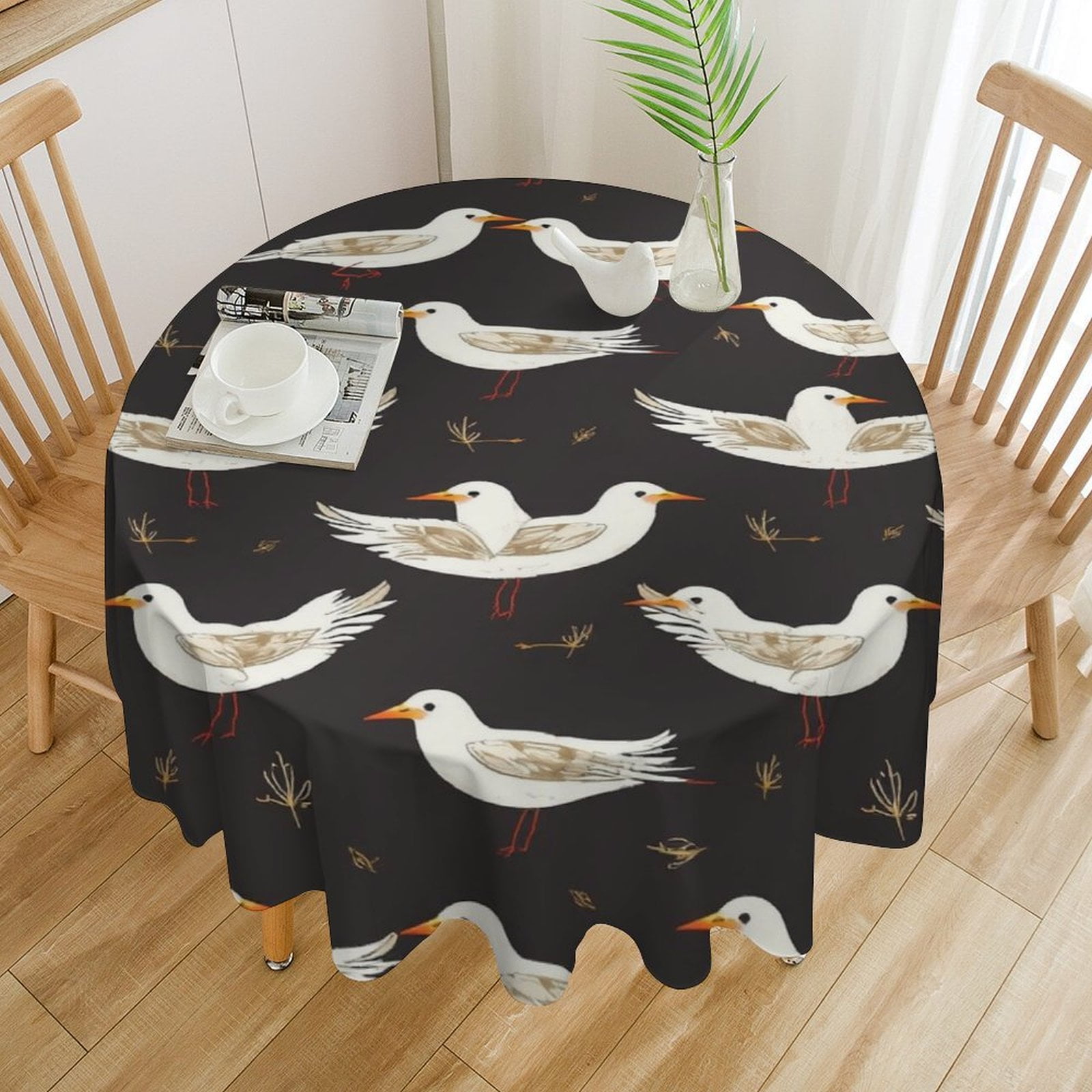 Free Bird Round Polyester Tablelcoth Circular Table Cover,Multi-purpose ...