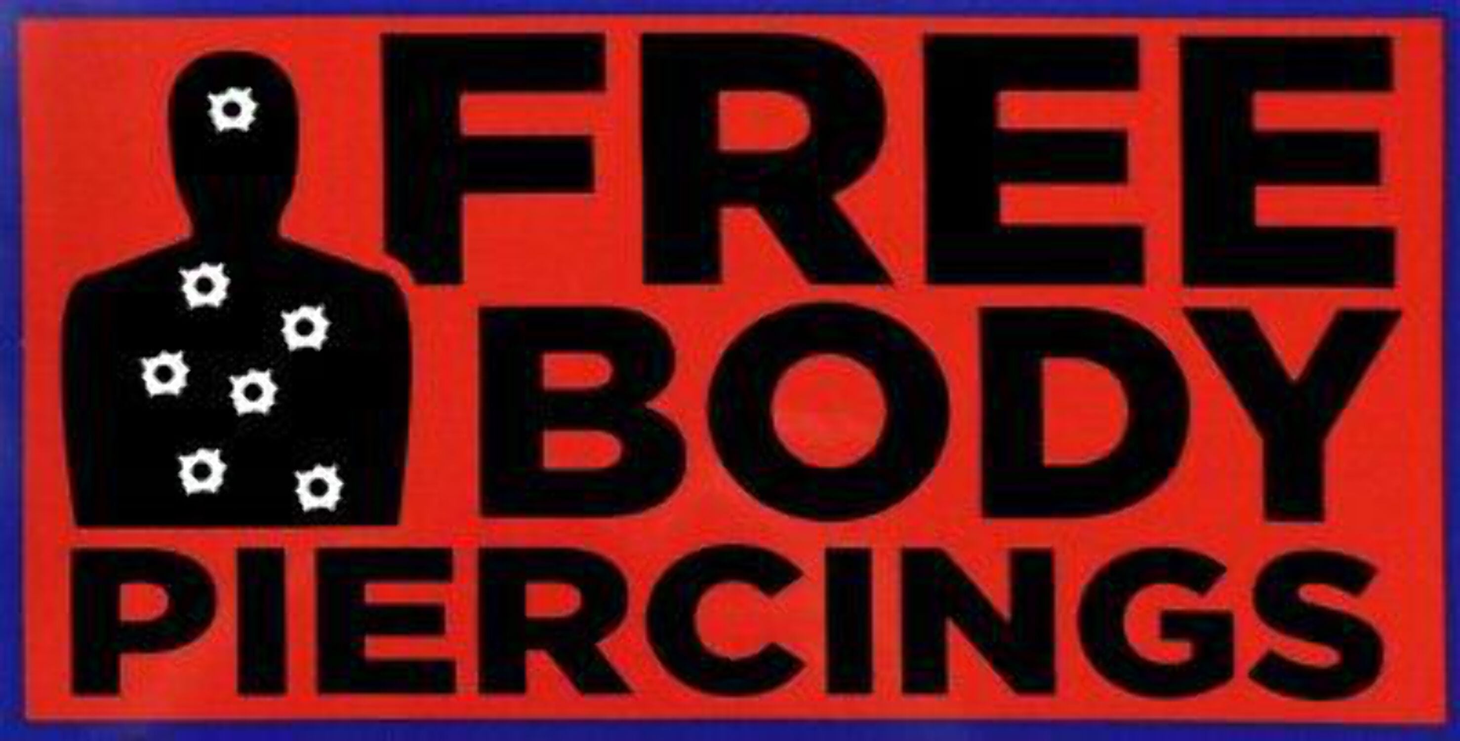 Free Body Piercings Red W/ Blue Border Vinyl Decal Bumper Sticker ...