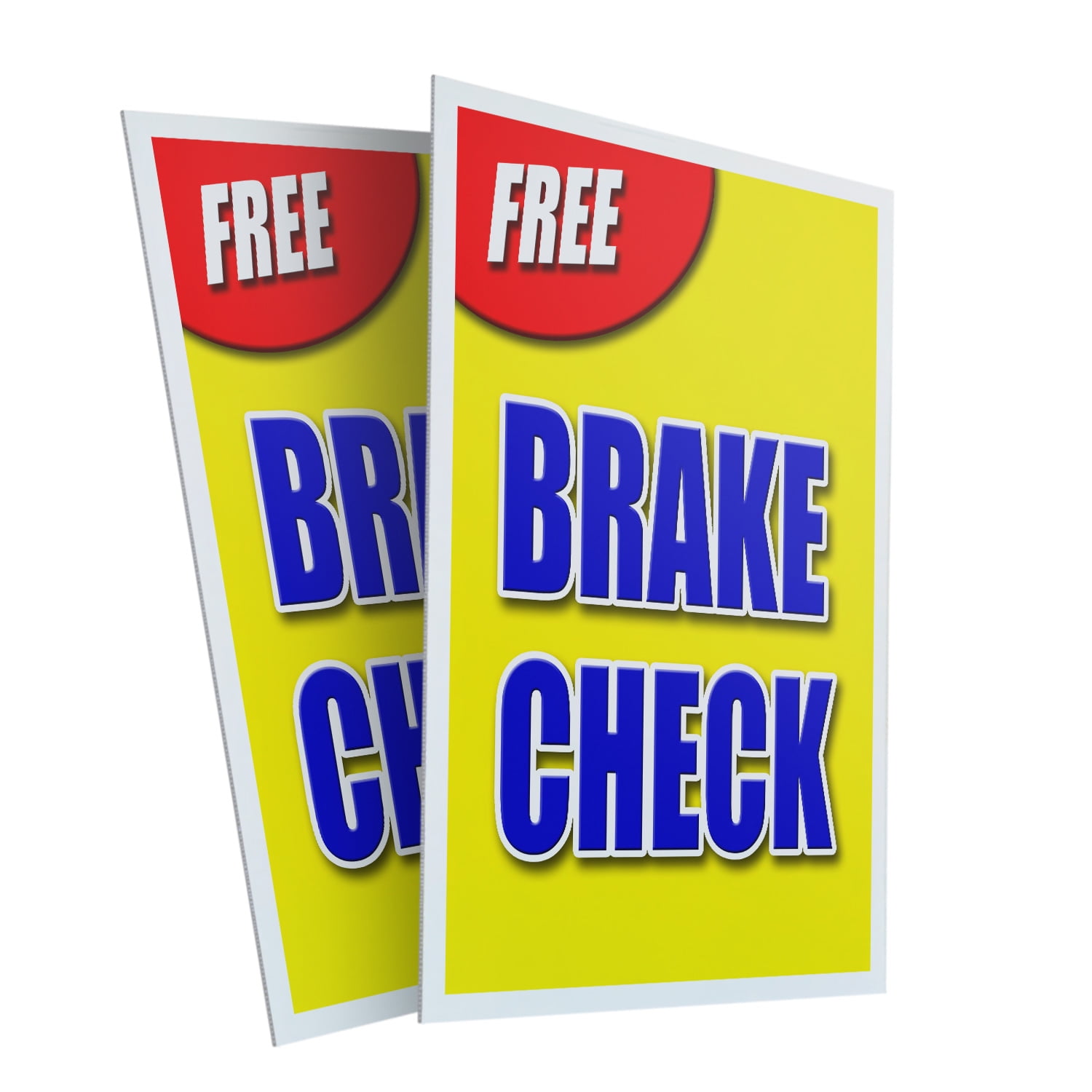 Free Brake Check (2-PACK) 24" x 36" Plastic Signs | Sign Insert 4mm ...