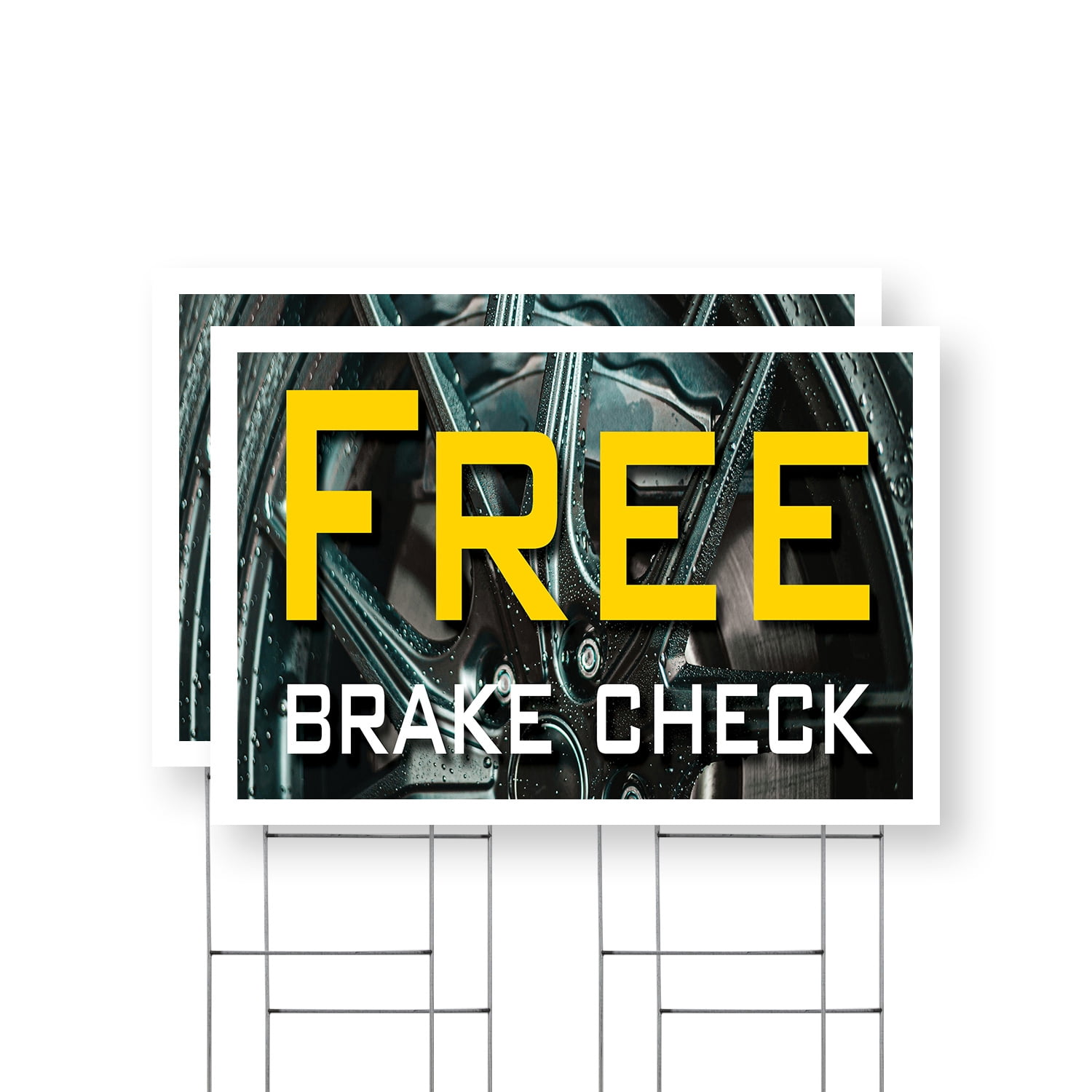 Free Brake Check Yard Sign 2 Pack of 24 Inch x 36 Inch Double Sided ...