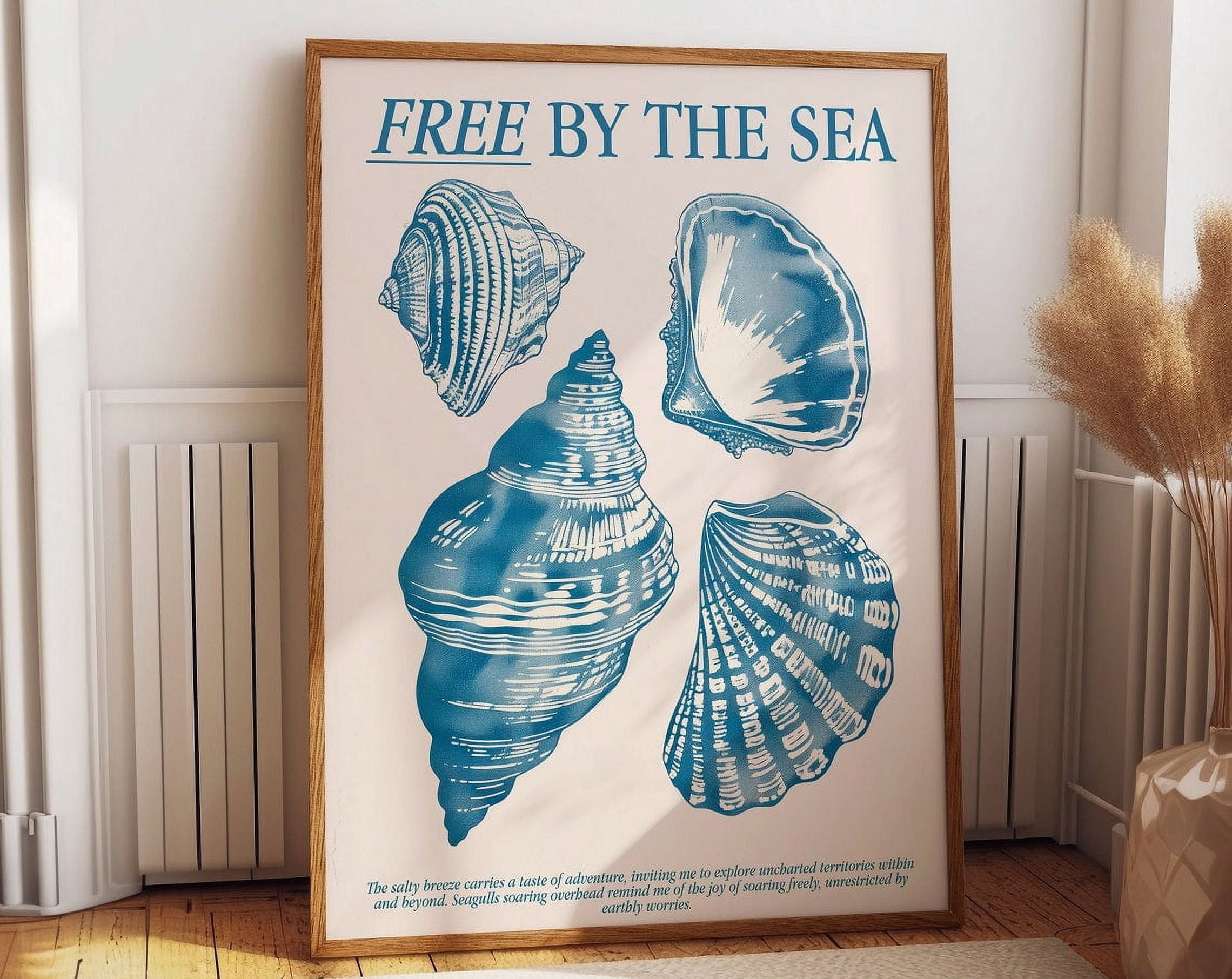 Free By The Sea Shell Print – Vintage-Inspired Coastal Seashell Poster ...