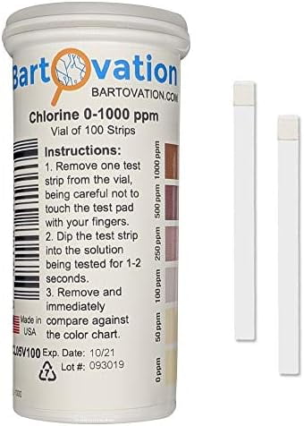 Free Chlorine/Bleach Test Strips, 0-1000 ppm [Vial of 100 Strips ...