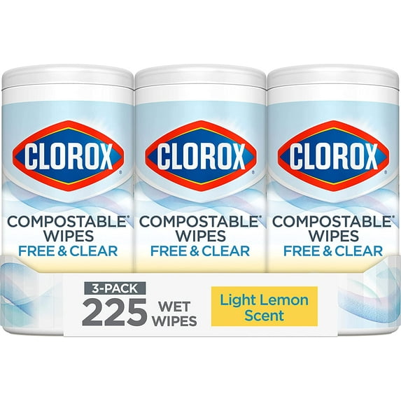 Free & Clear Cleaning Wipes, Light Lemon Scent, 75 Count, Pack of 3 ...