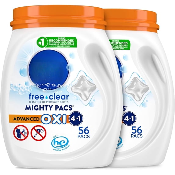 Free Clear, OXI, Mighty PACS, Laundry Detergent Pacs, Stainfighting ...