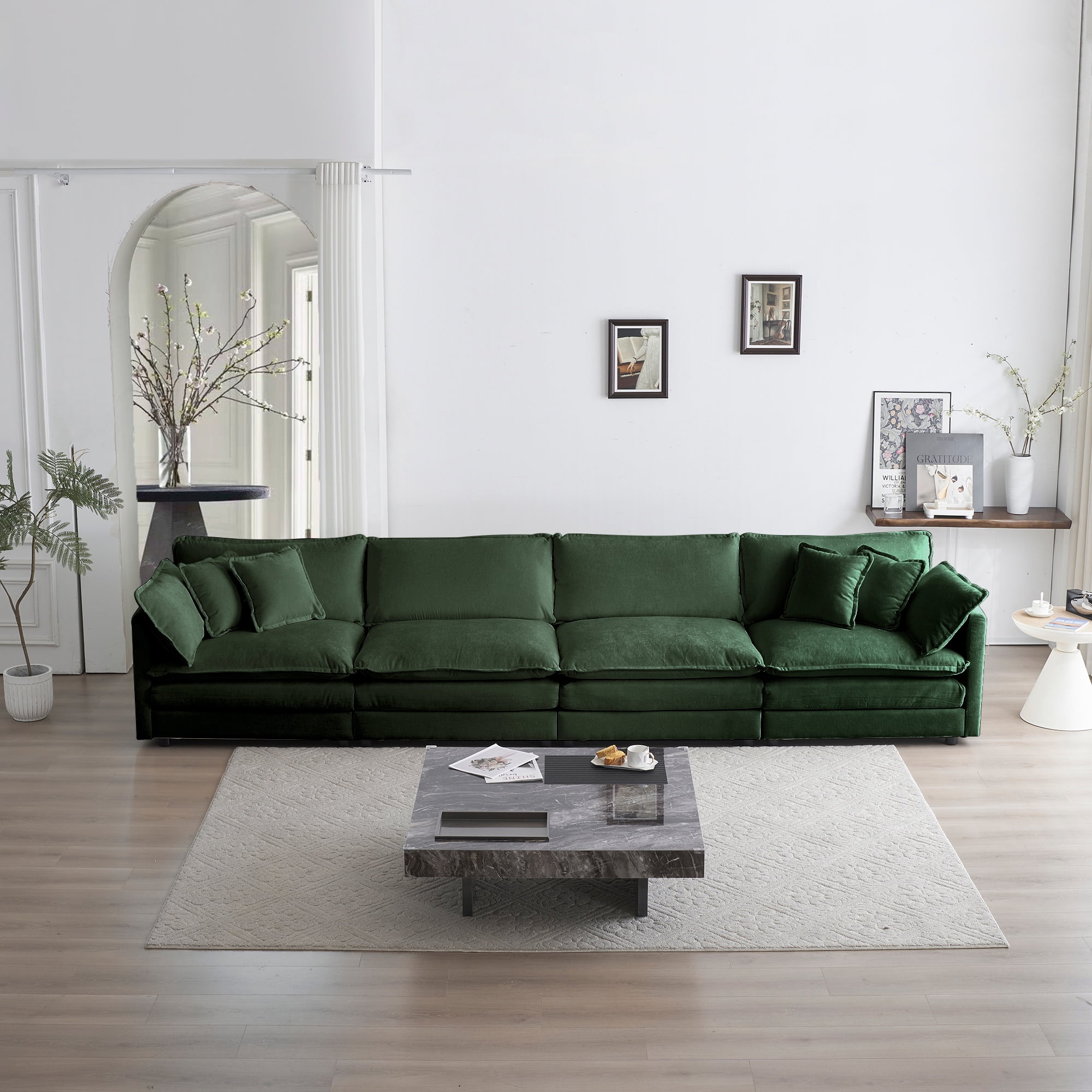 Free Combination Modular Sofa | 4-Seater Sectional Couch | Comfy Green ...