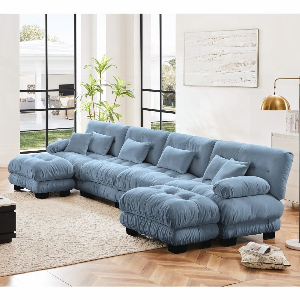 Free Combination U Shaped Modular Sofa, 4-Seater with Cloud Cushions ...