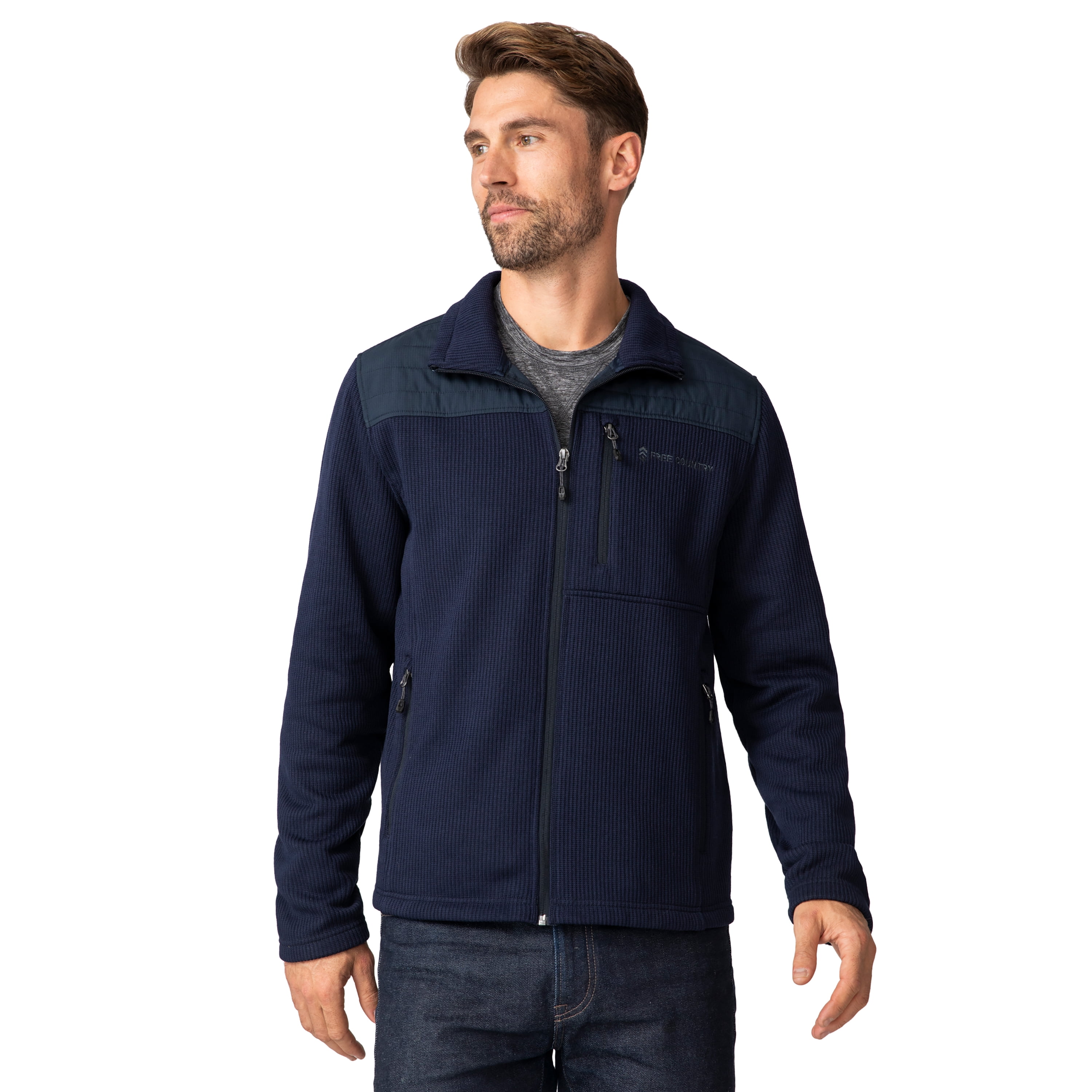 Free Country Men's Chayote Cable Fleece Jacket Navy XXL - Walmart.com