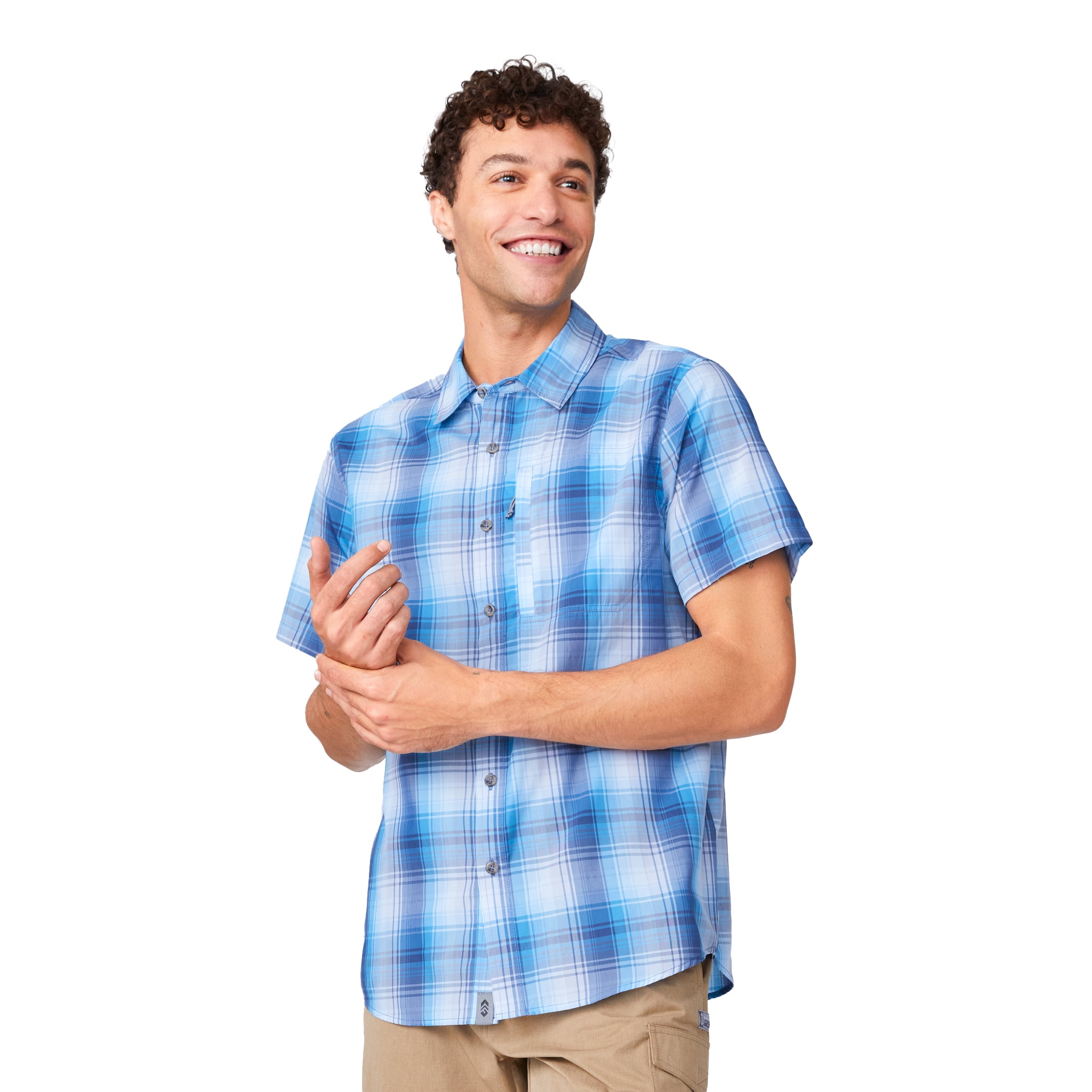 Free Country Men's Excursion Short Sleeve Poplin Shirt Blue Shadow ...