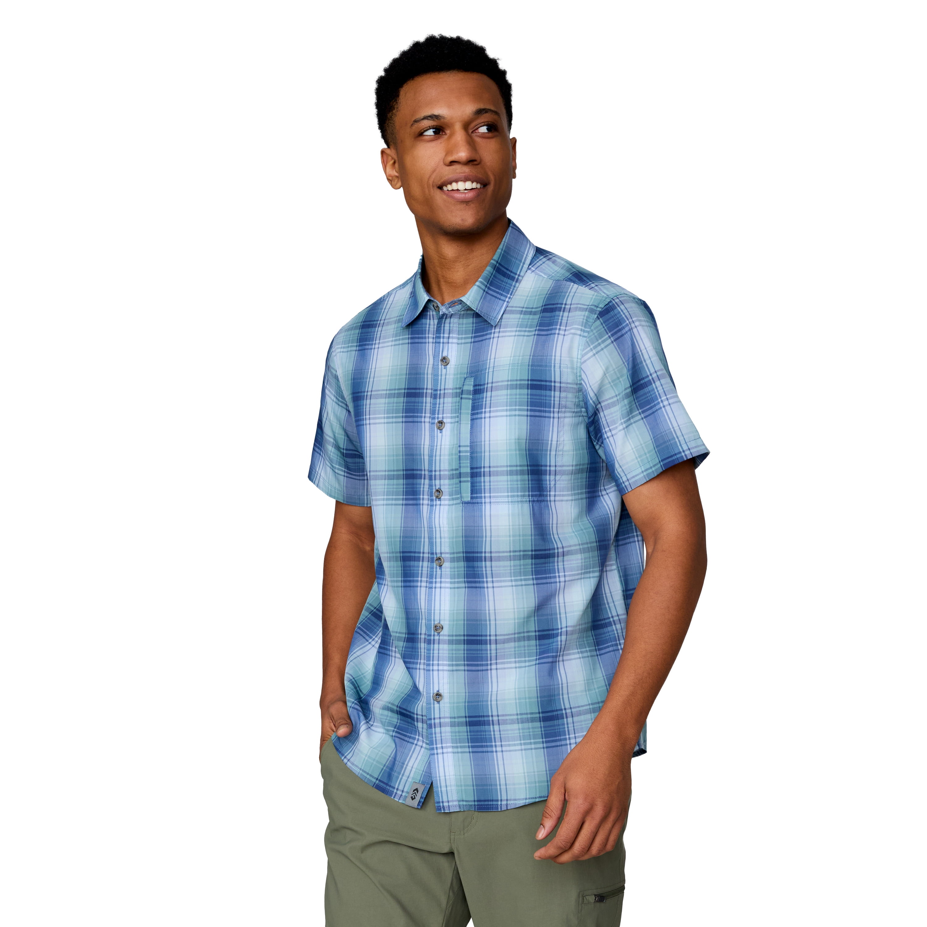 Free Country Men's Excursion Short Sleeve Poplin Shirt Green Plaid XL ...