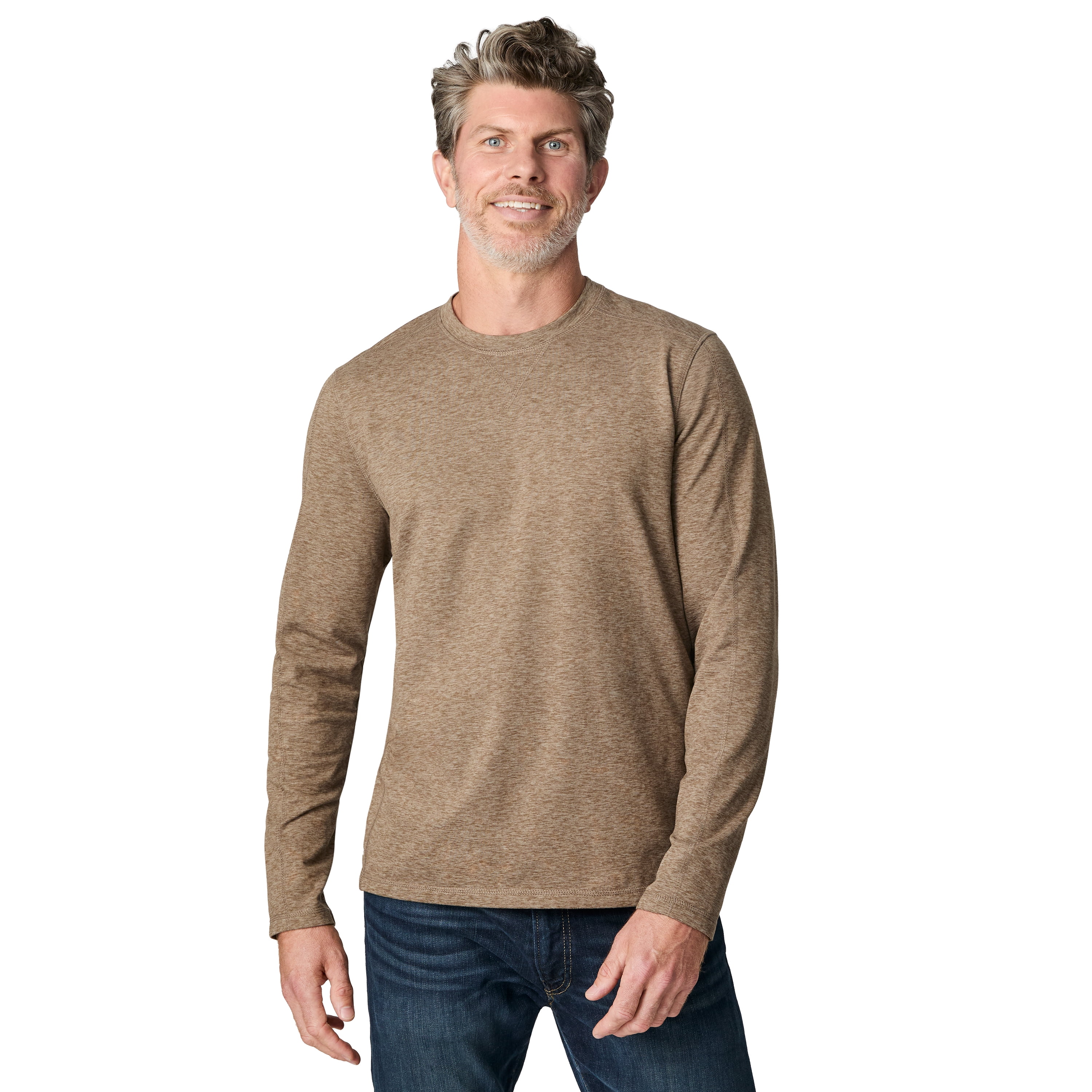 Free Country Men's FreeCycle® Sueded Long Sleeve Crew Neck Brindle XL ...
