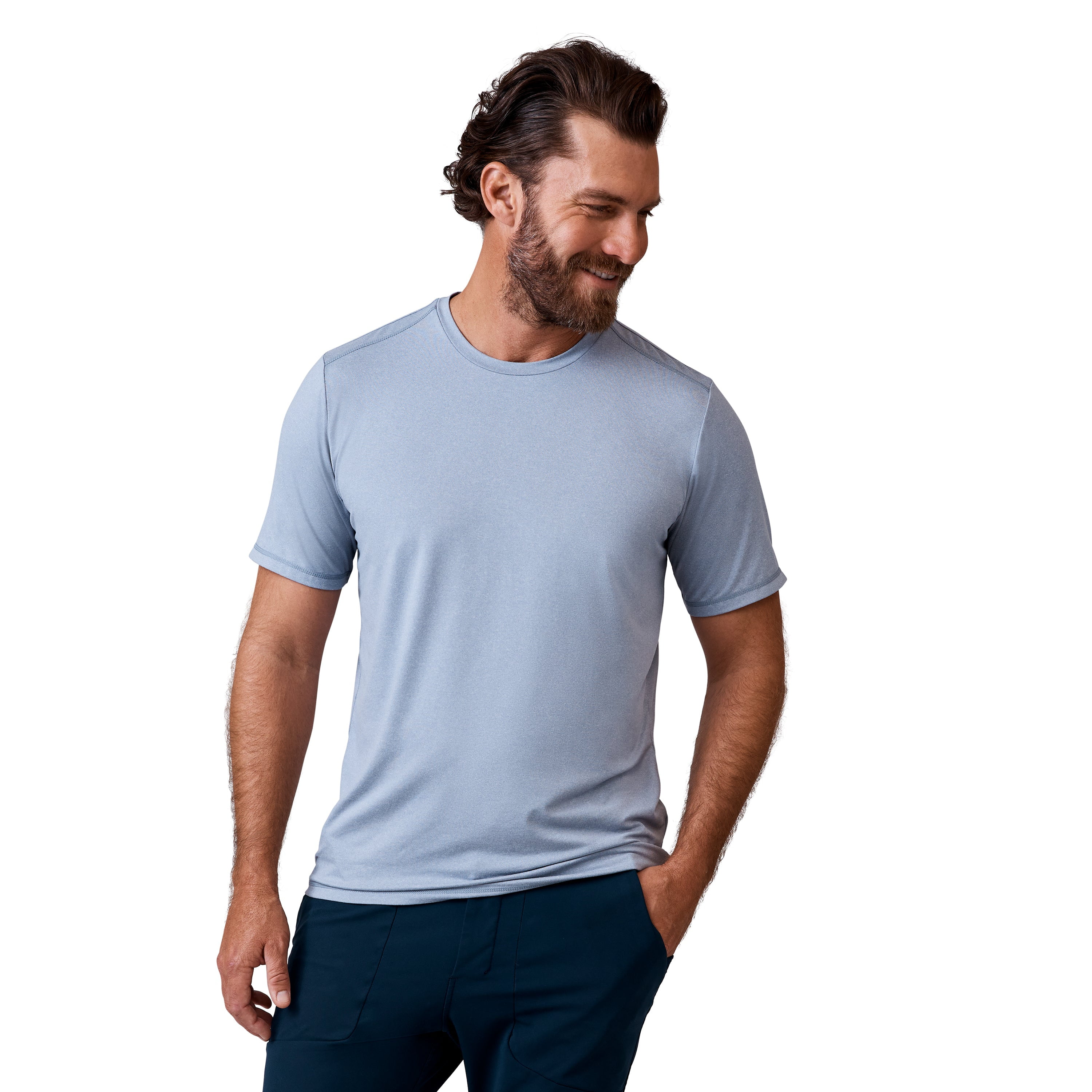 Free Country Men's Microtech Chill Cooling Crew Tee Light Grey M ...