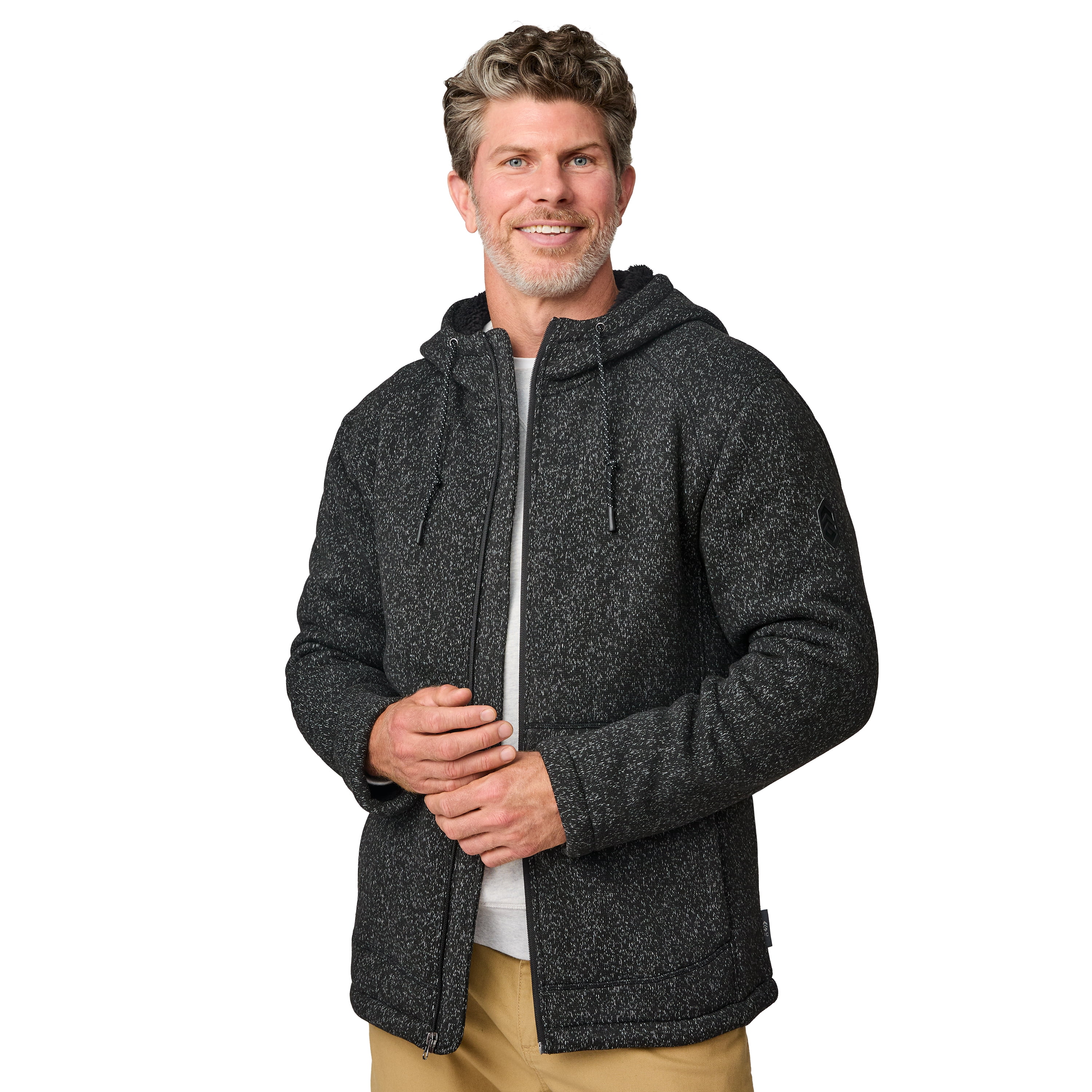 Free Country Men's Northwood Mountain Fleece Hoodie Black Heather S ...