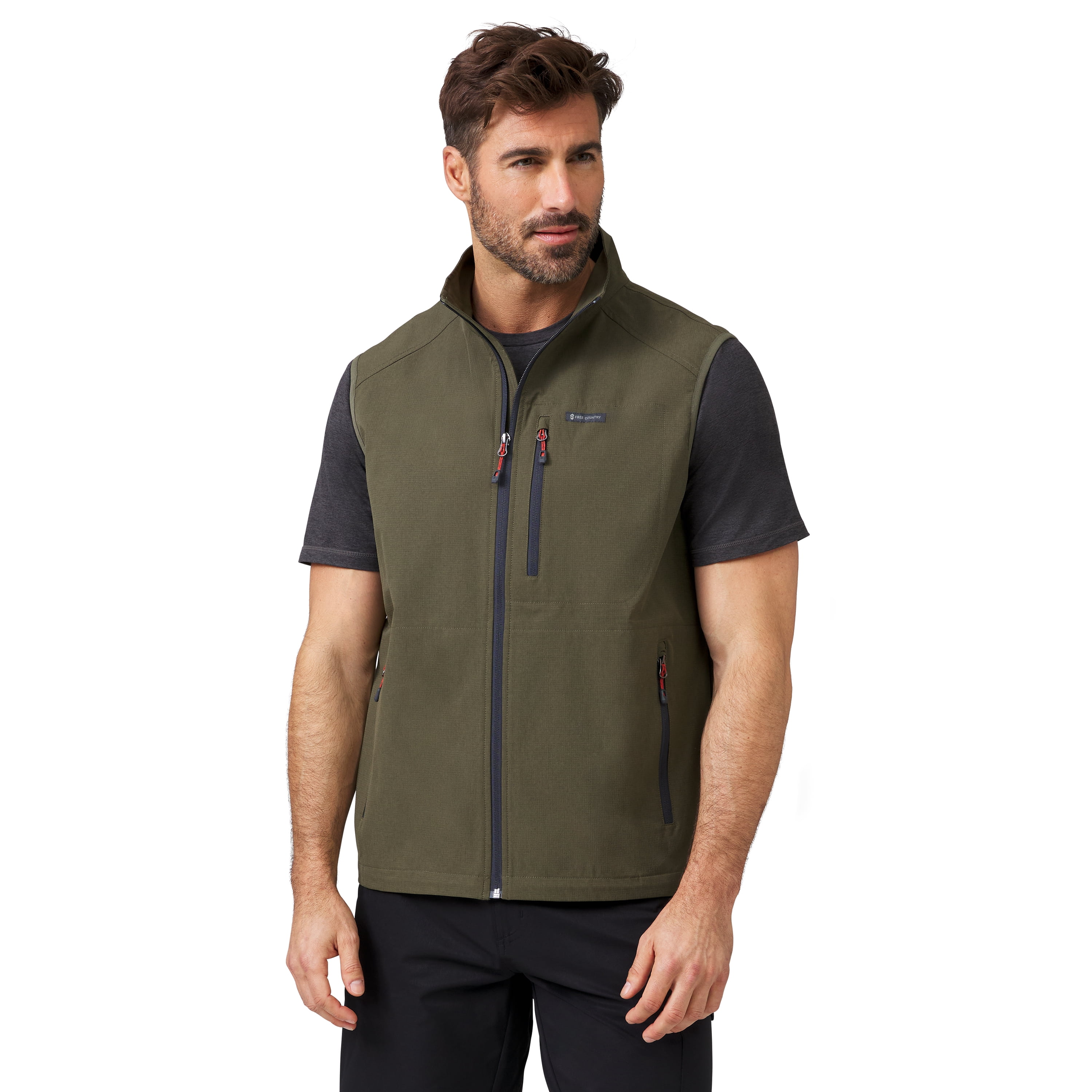 Free Country Men's Stretch Rip Stop Adventure Vest Olive M - Walmart.com
