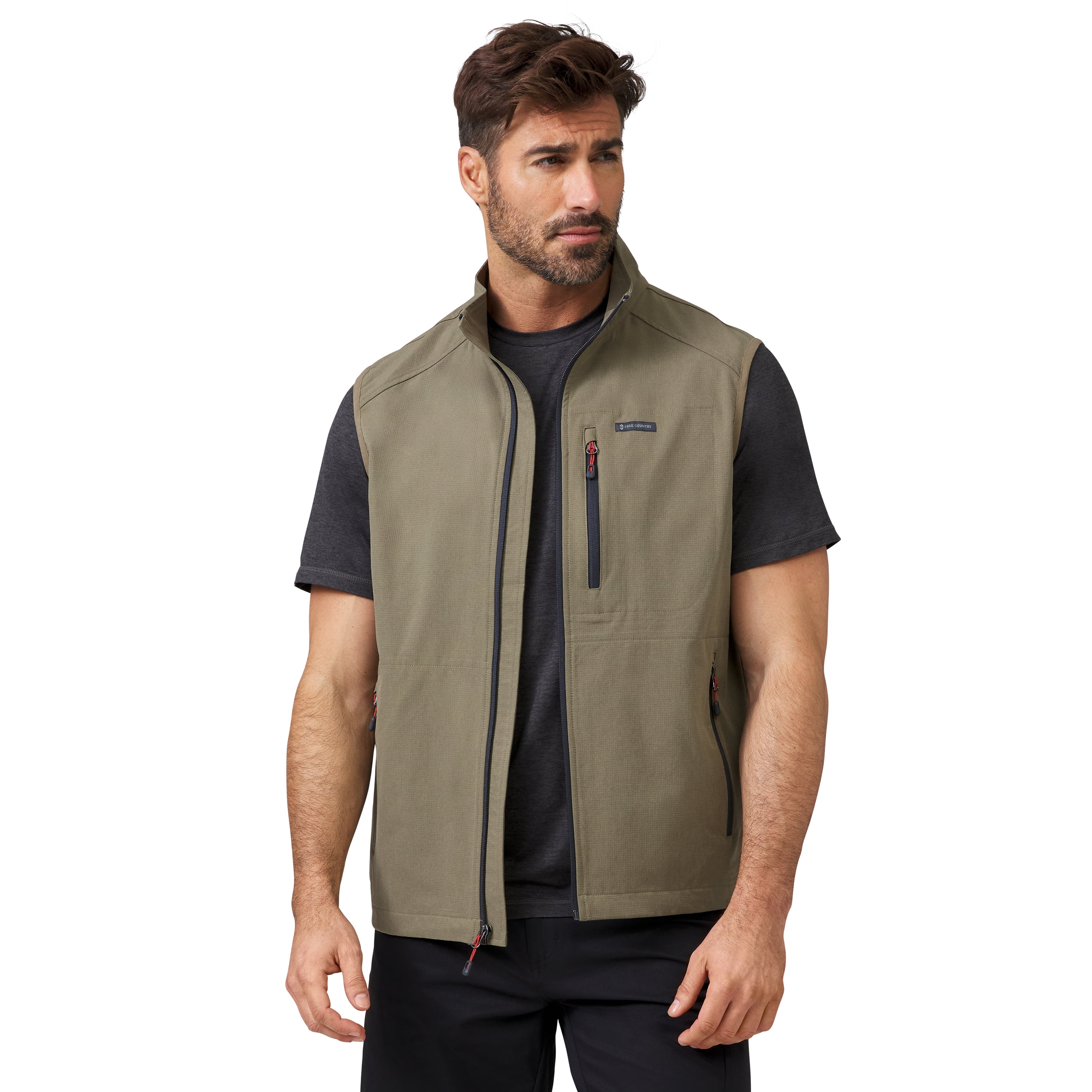 Free Country Men's Stretch Rip Stop Adventure Vest Putty S - Walmart.com