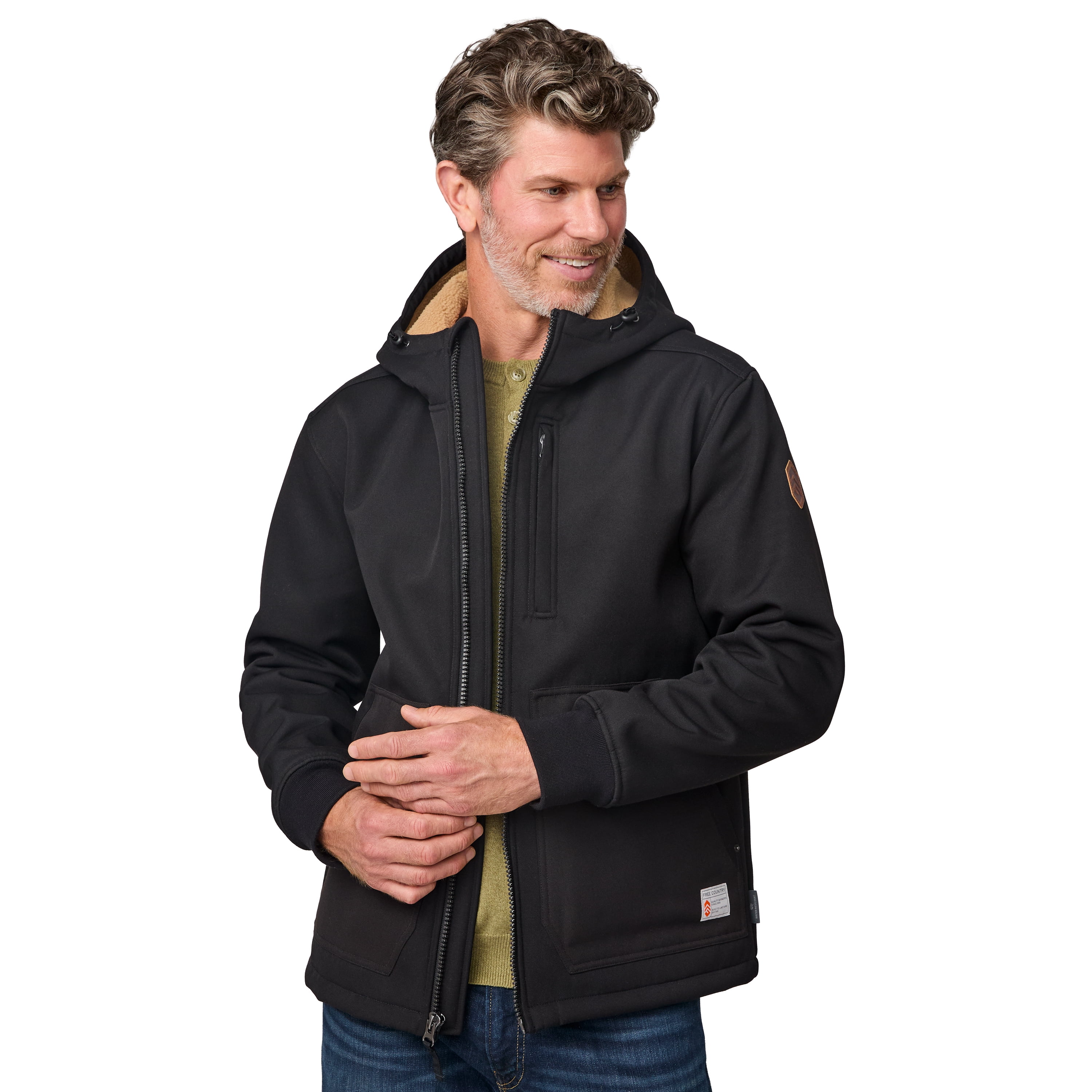 Free Country Men's Wind River Burly Canvas Softshell Jacket Black M ...