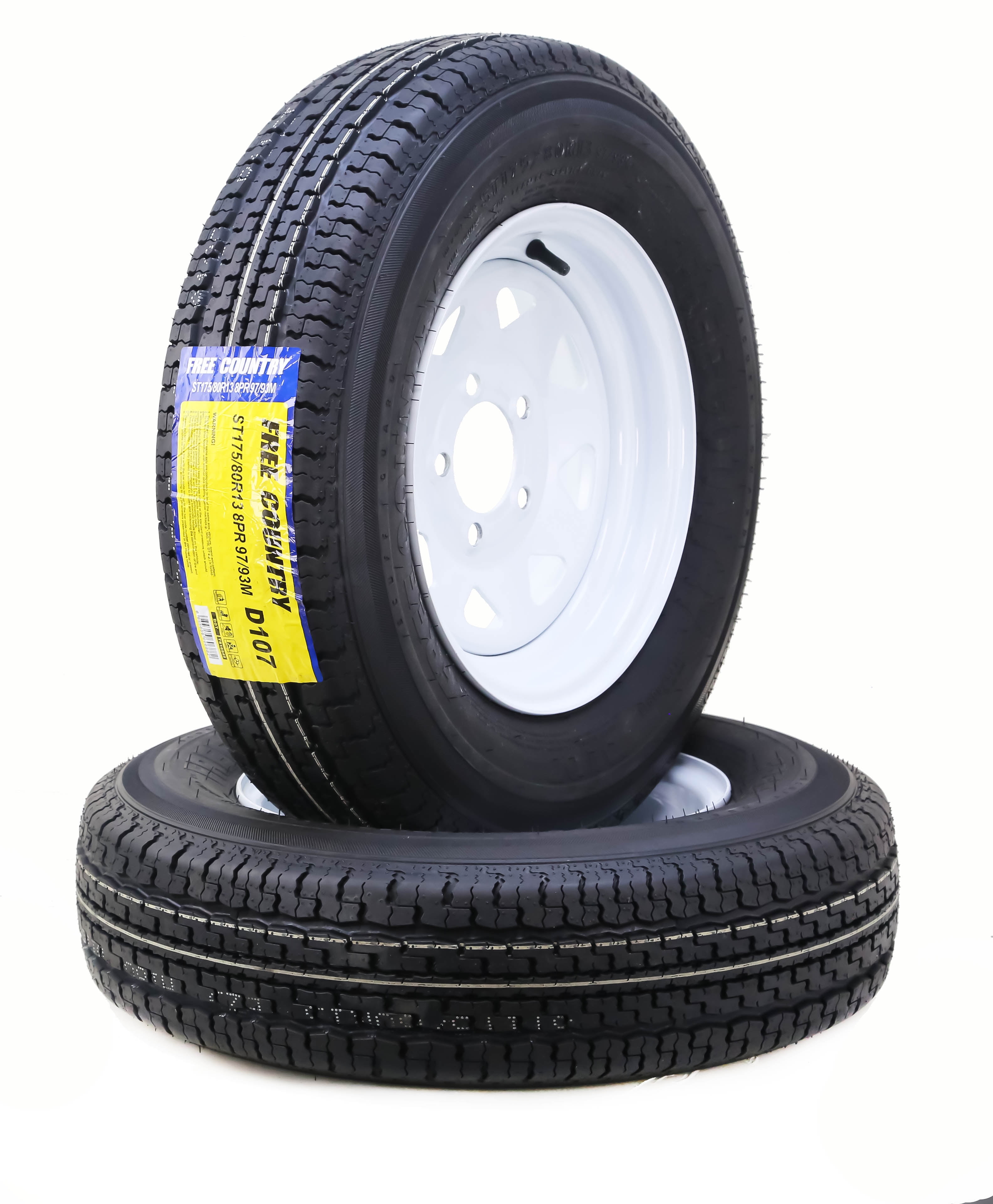 Free Country Trailer Tire Wheel Assembly ST175/80R13 8-Ply D 97M 5 Lug ...