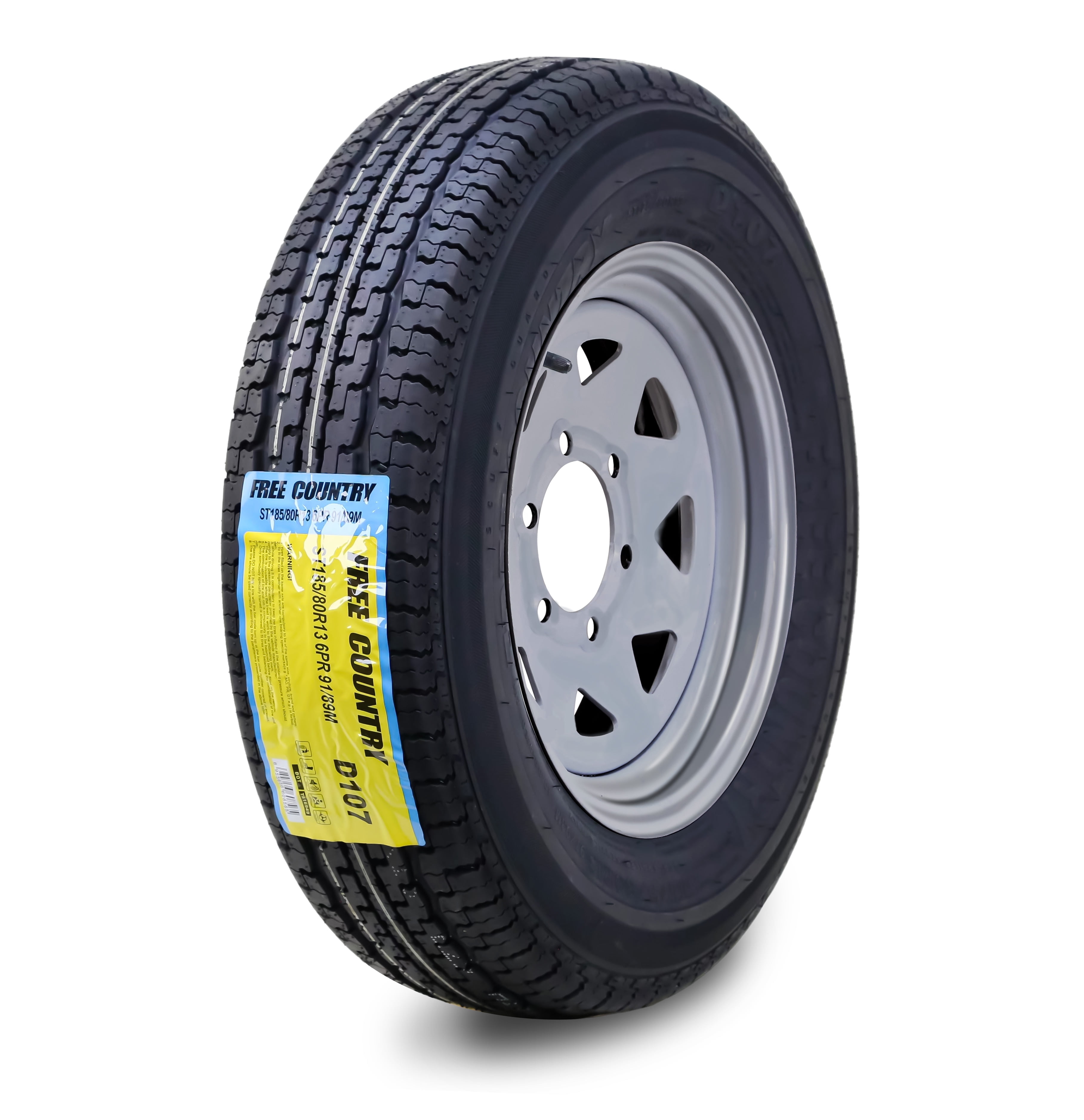 Free Country Trailer Tire Wheel Assembly ST185/80R13 6-Ply C 94M 5 Lug ...