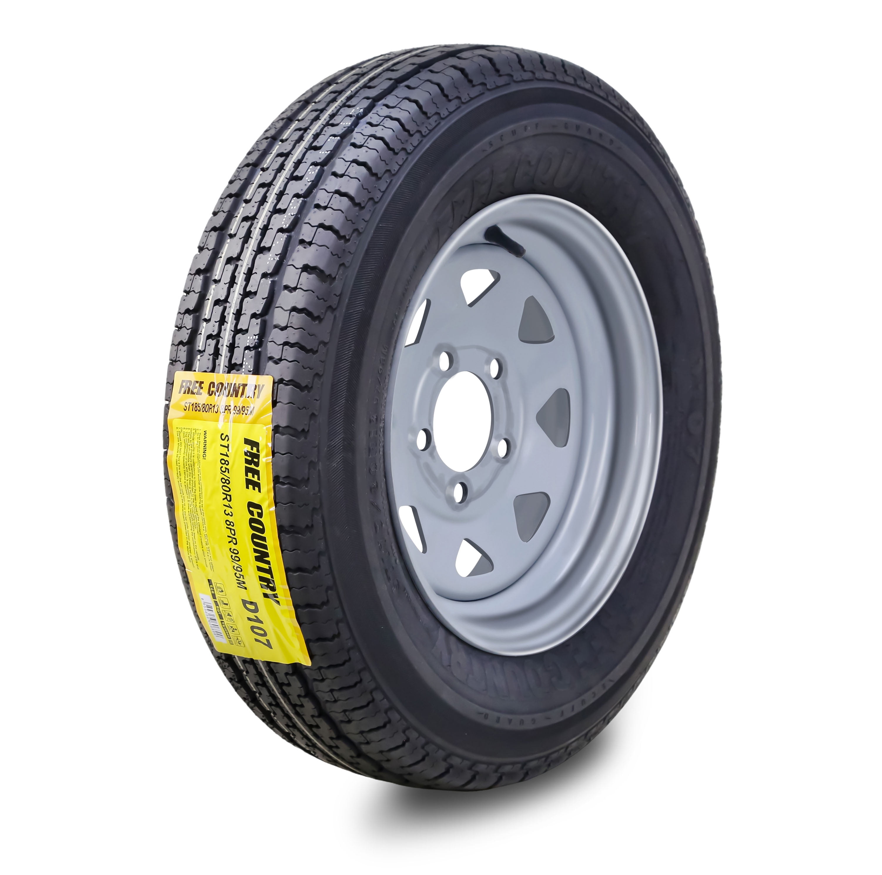 Free Country Trailer Tire Wheel Assembly ST185/80R13 8-Ply D 99M 5 Lug ...
