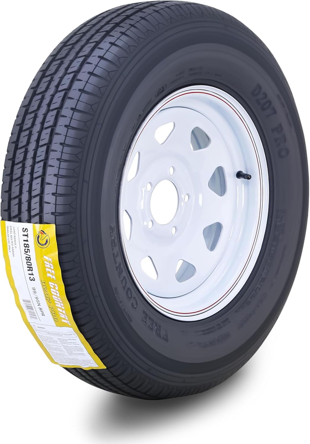FREE COUNTRY Trailer Tire Wheel Assembly ST185/80R13 8-Ply D 99M 5 Lug ...