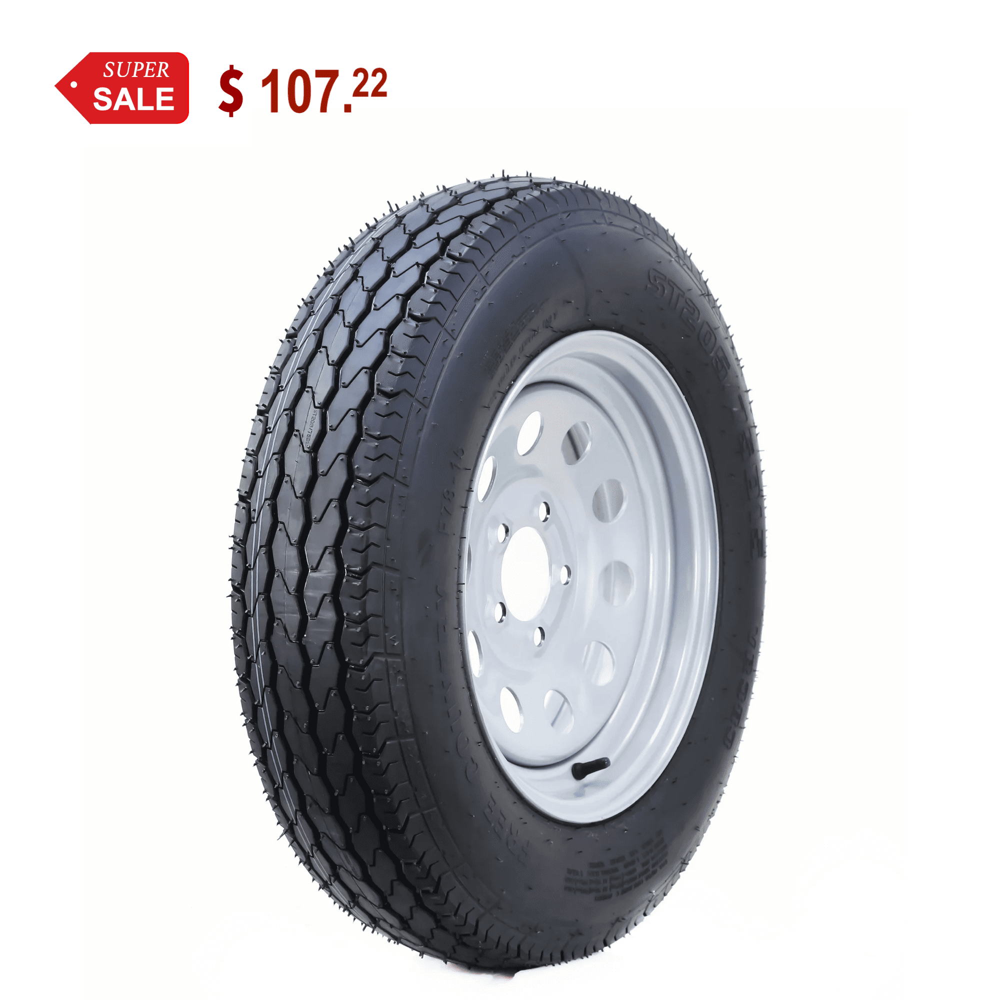 FREE COUNTRY Trailer Tire Wheel Assembly ST205/75D15 6-Ply 101L 5 Lug 4 ...