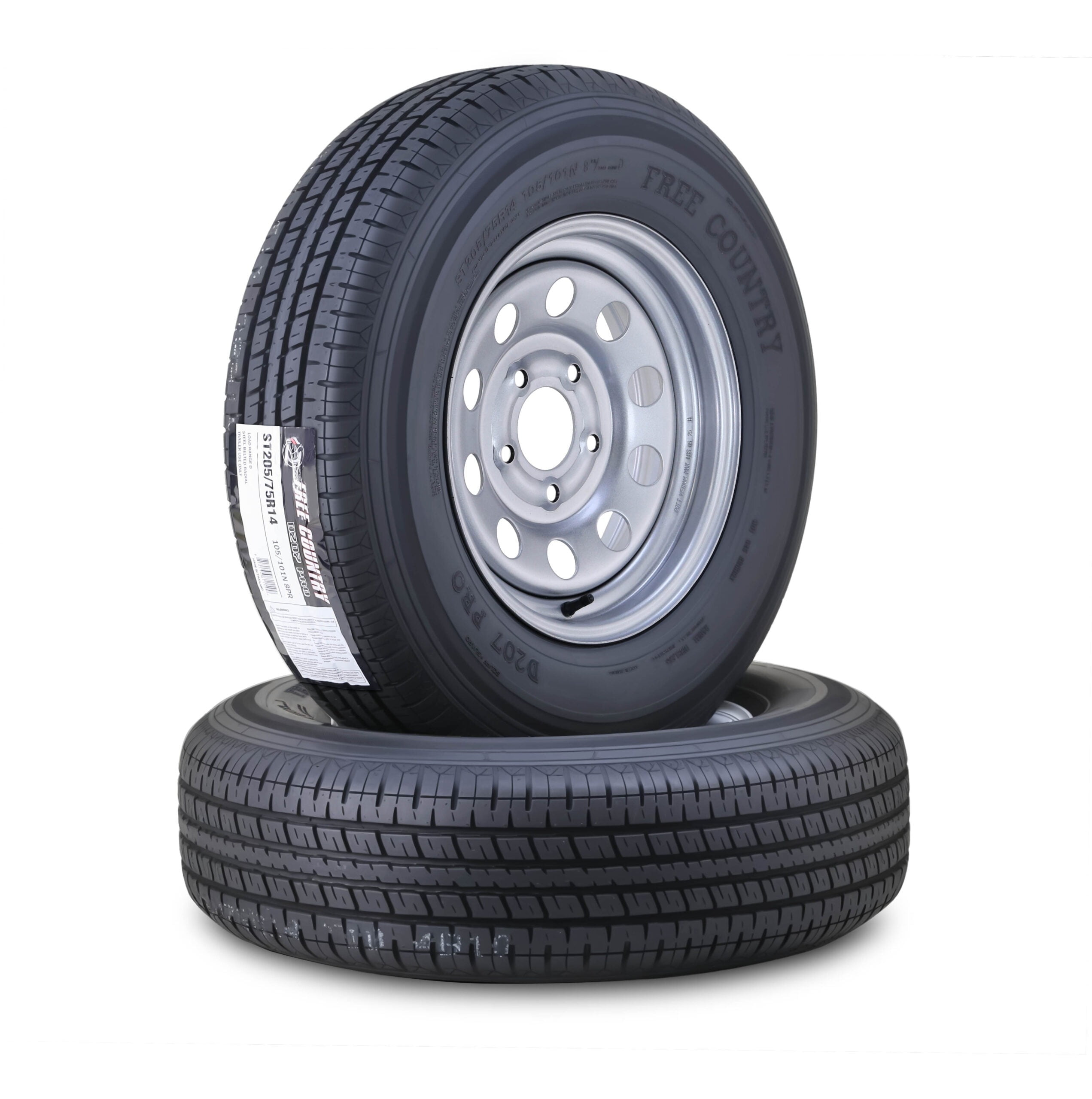 FREE COUNTRY Trailer Tire Wheel Assembly ST205/75R14 8-Ply D 105M 5 Lug ...