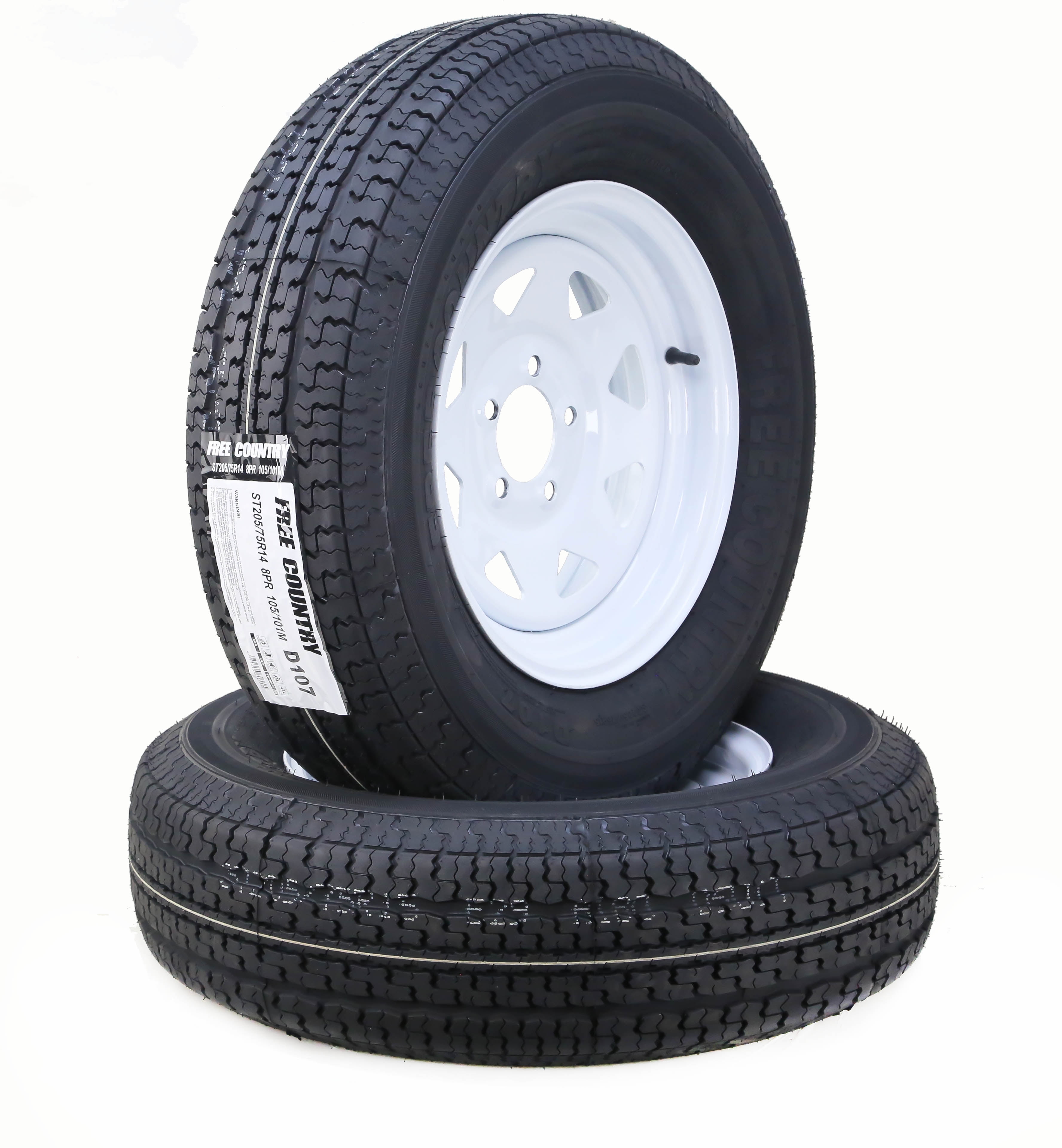 Free Country Trailer Tire Wheel Assembly ST205/75R14 8-Ply D 105M 5 Lug ...