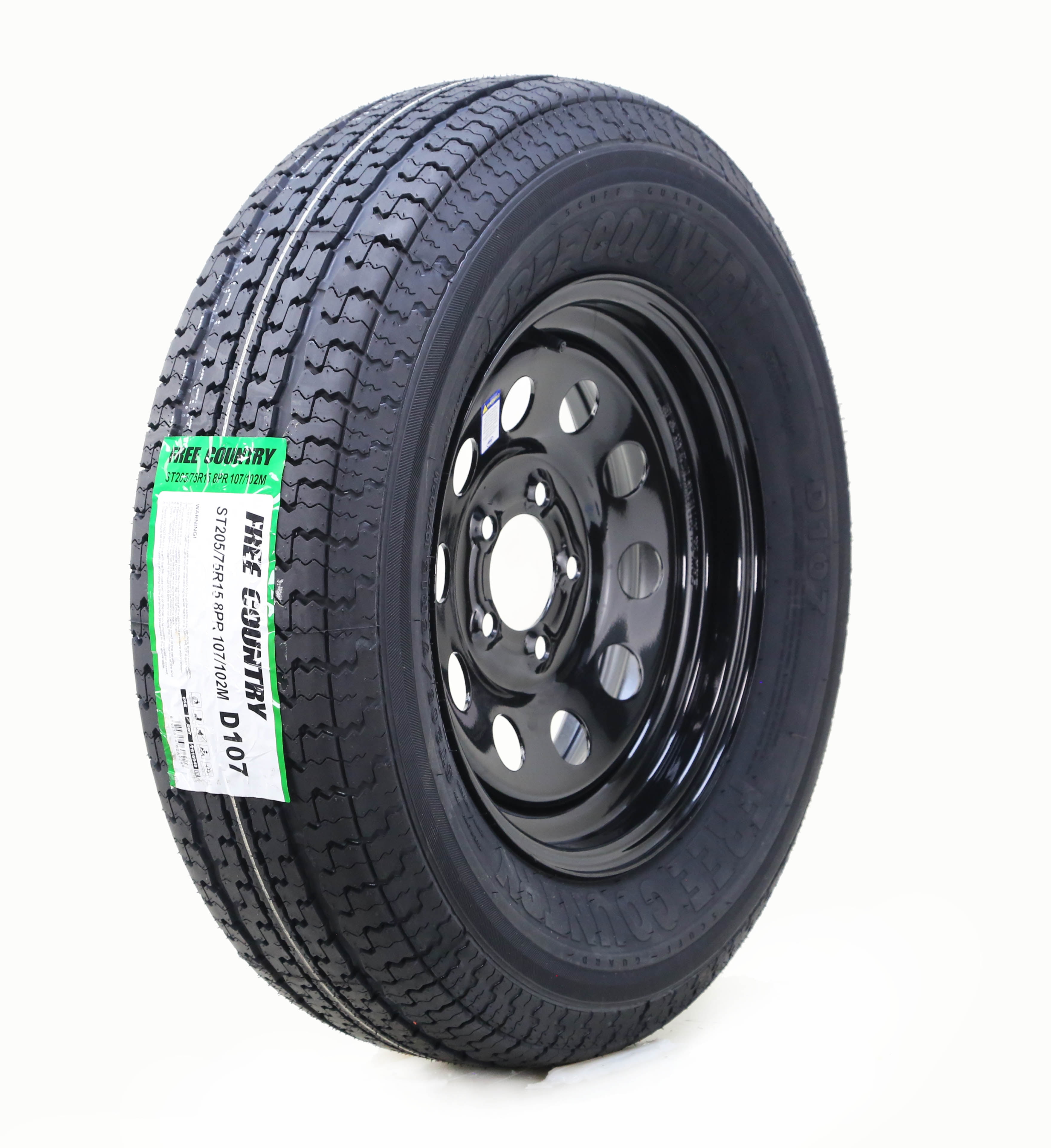 Free Country Trailer Tire Wheel Assembly ST205/75R15 8-Ply D 107M 5 Lug ...
