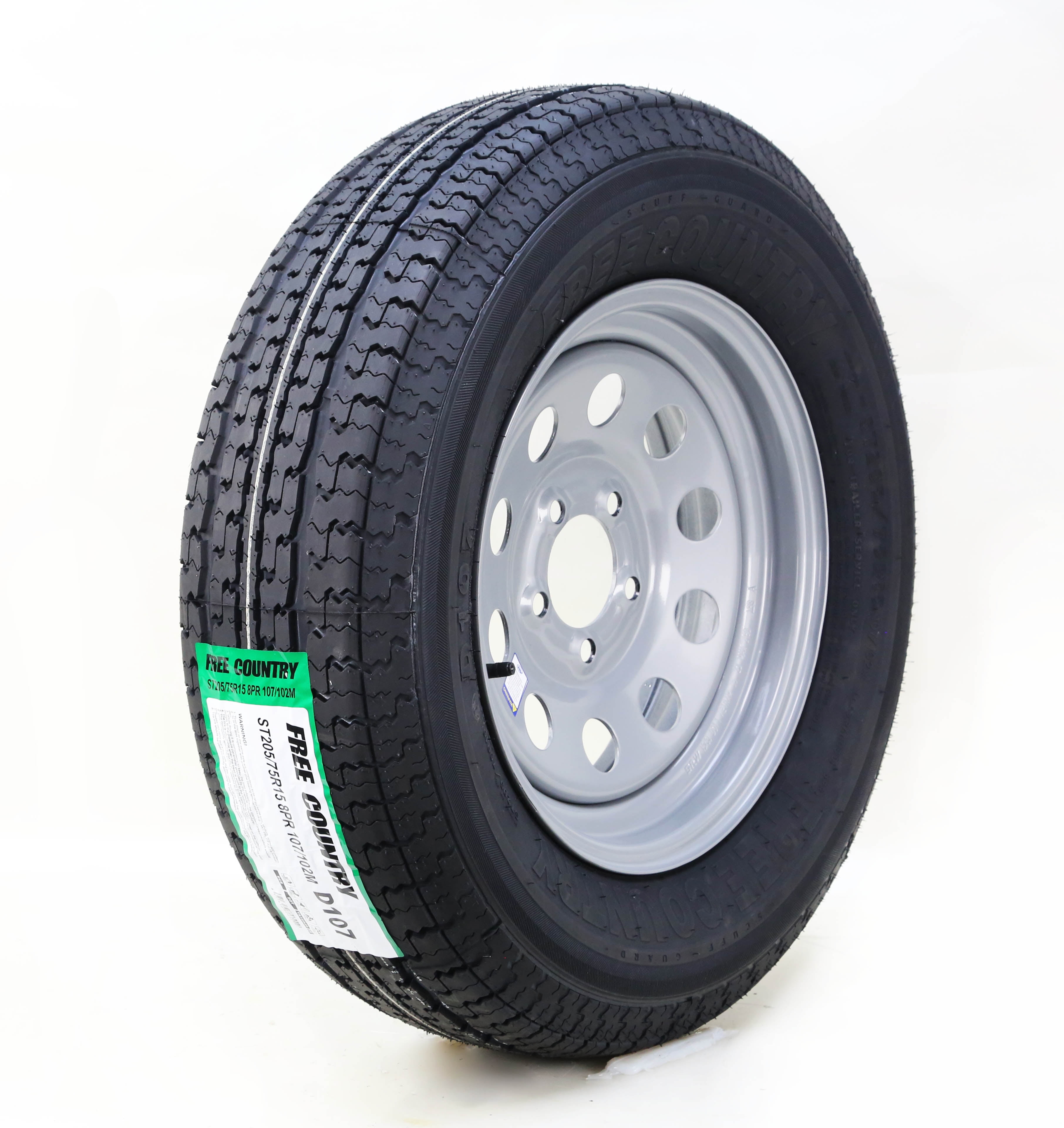 Free Country Trailer Tire Wheel Assembly ST205/75R15 8-Ply D 107M 5 Lug ...