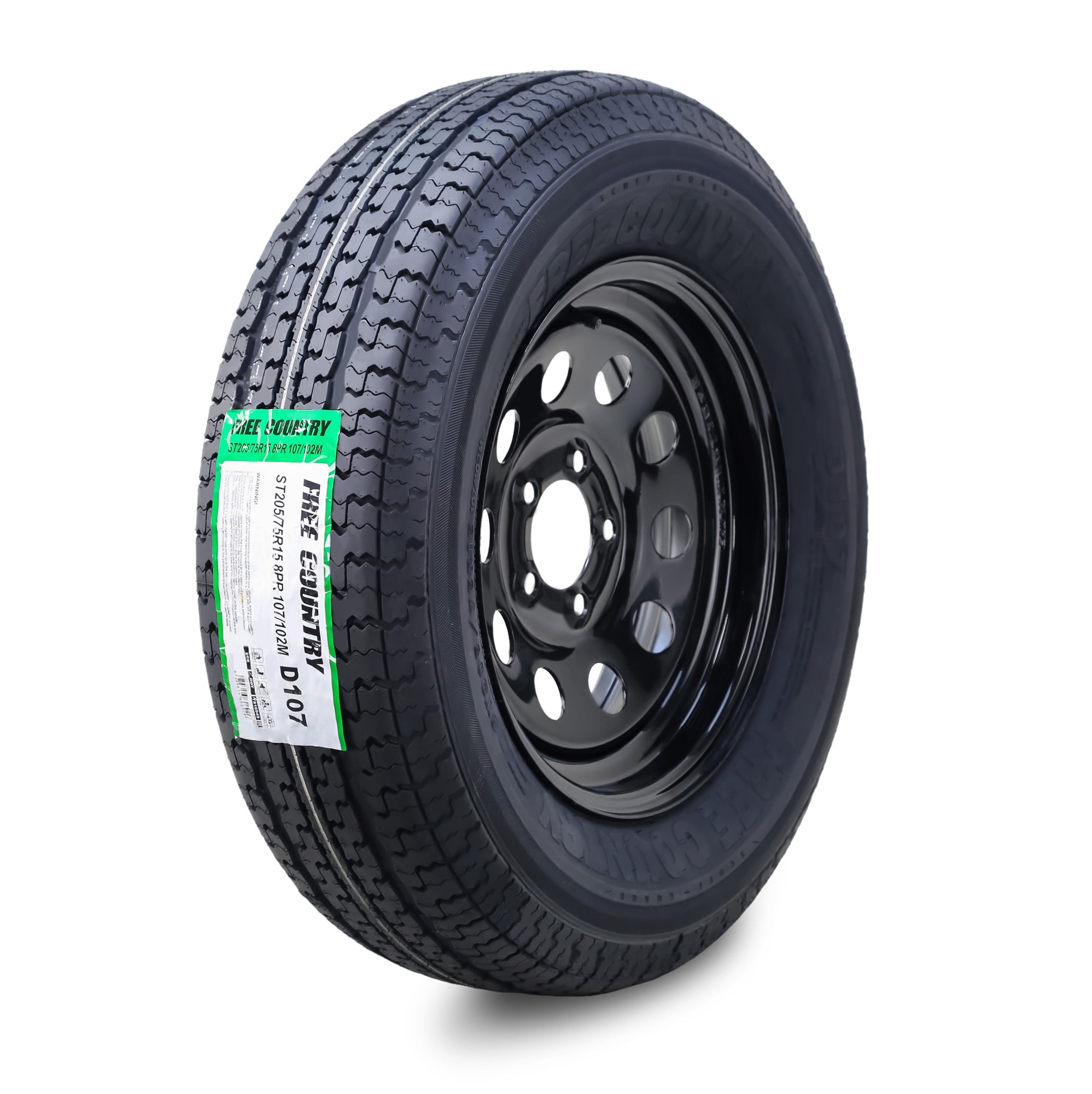 Free Country Trailer Tire Wheel Assembly ST205/75R15 8-Ply D 107M 5 Lug ...