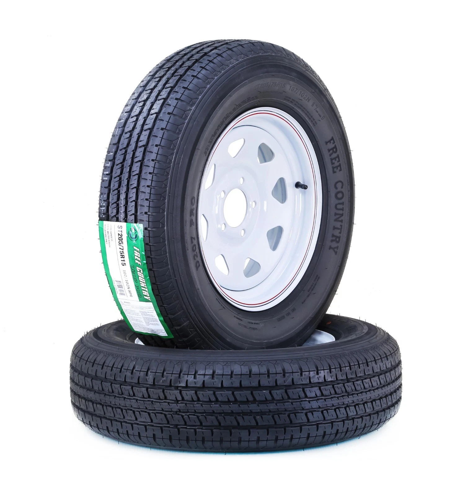 Free Country Trailer Tire Wheel Assembly ST205/75R15 8-Ply D 107M 5 Lug ...