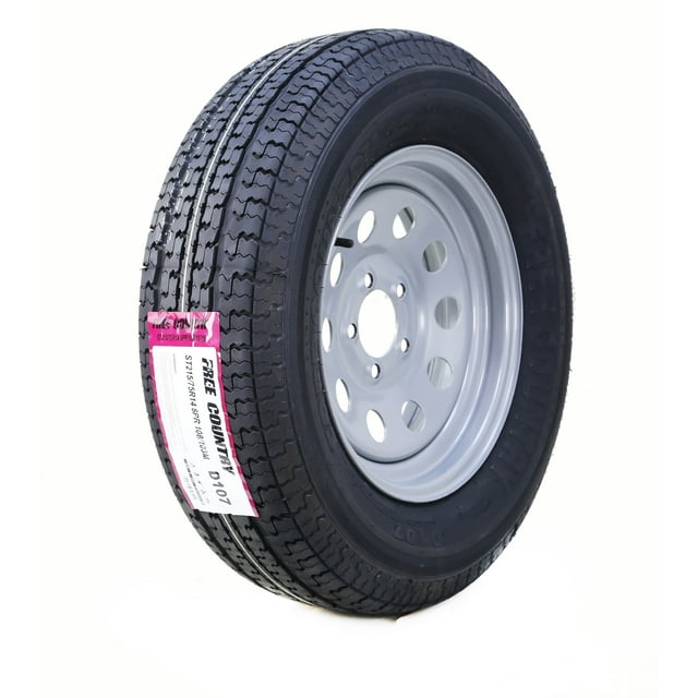 "Free Country ST215/75R14 Trailer Tire Wheel Assembly, 8-Ply D 107M, 5 ...