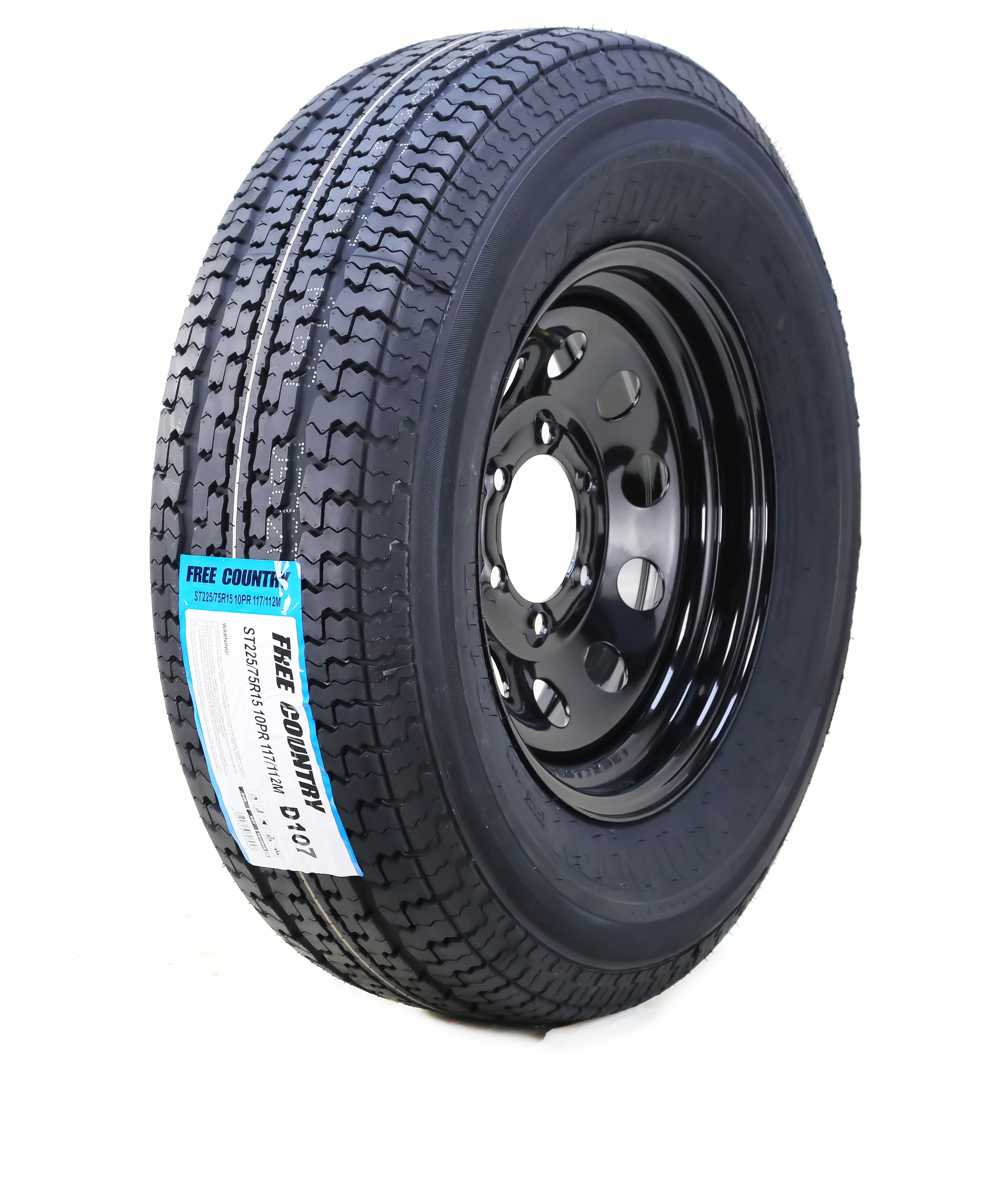 Free Country Trailer Tire Wheel Assembly ST225/75R15 10-Ply E 117M 6 ...