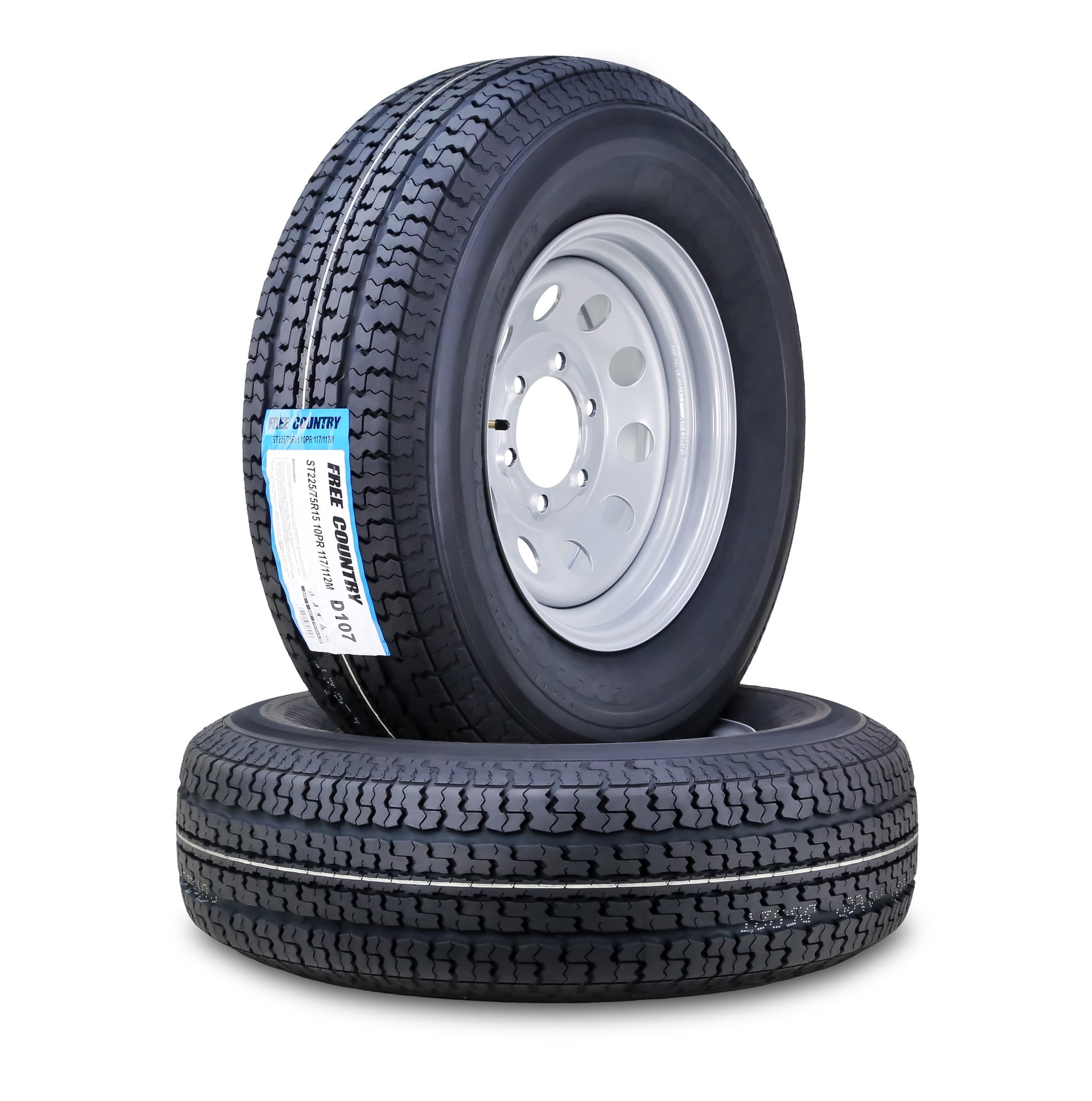 Free Country Trailer Tire Wheel Assembly ST225/75R15 10-Ply E 117M 6 ...