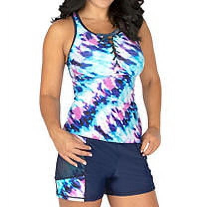 Free Country Women's 2-Piece Lace-Up Racerback Tankini & Swin Short Set ...
