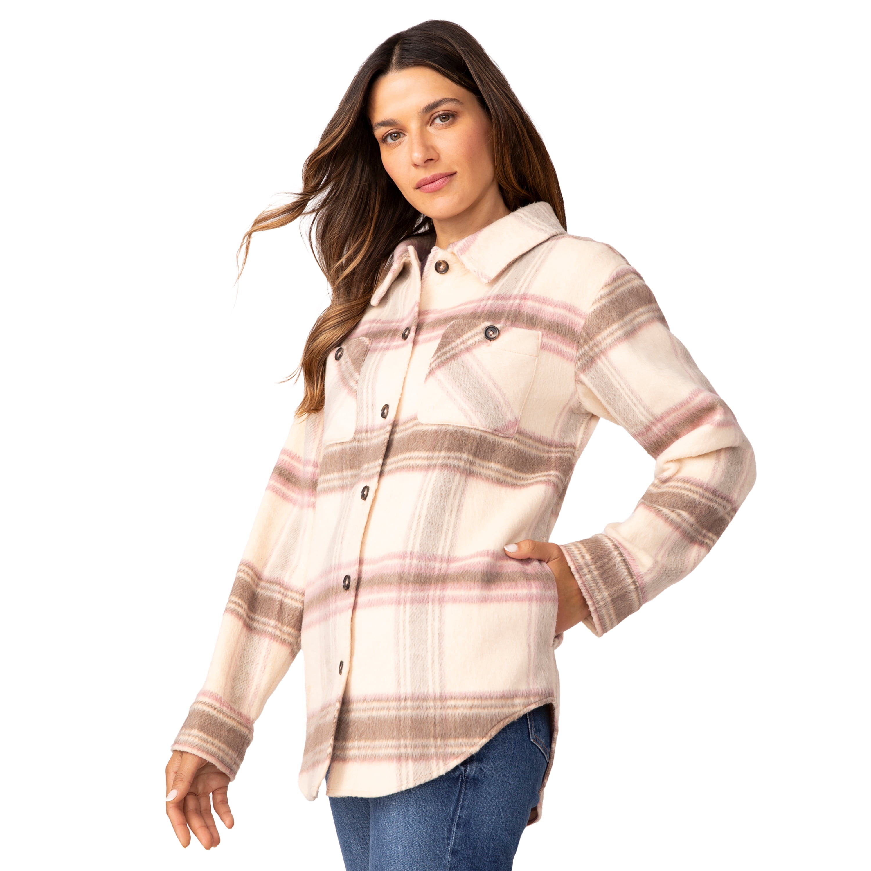 Free Country Women's Hayley Plaid Shacket Linen Plaid S - Walmart.com