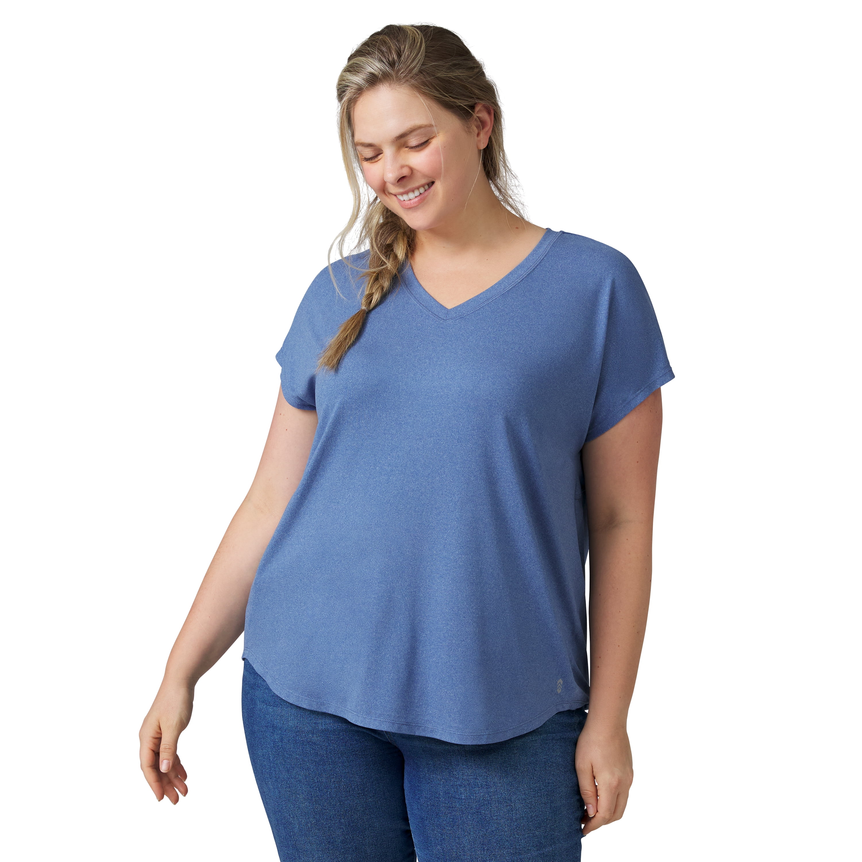 Free Country Women's Plus Size Microtech® Chill B Cool Tee Chambray 3X ...