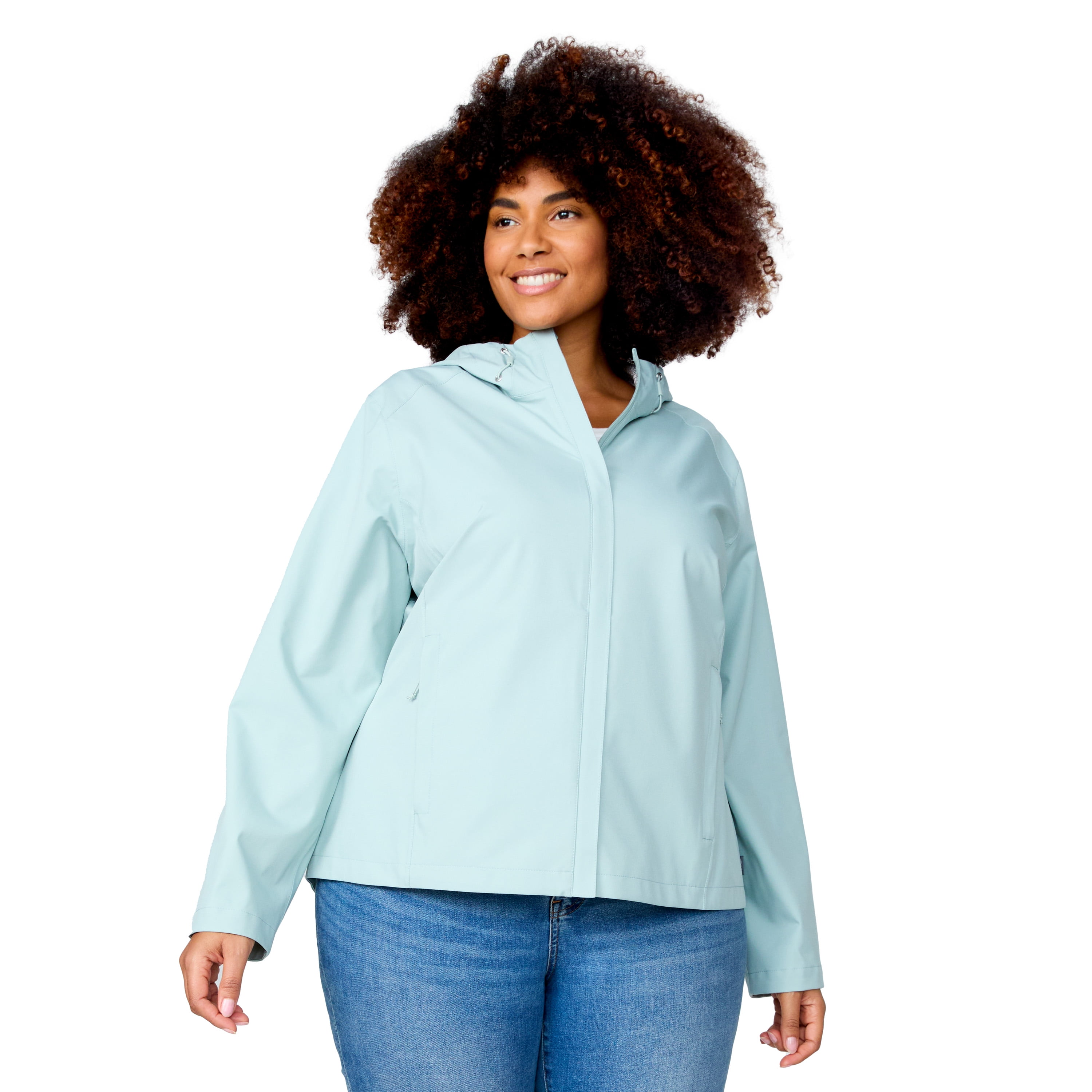Free Country Women's Plus Size X2O Packable Rain Jacket Green Tea 3X ...