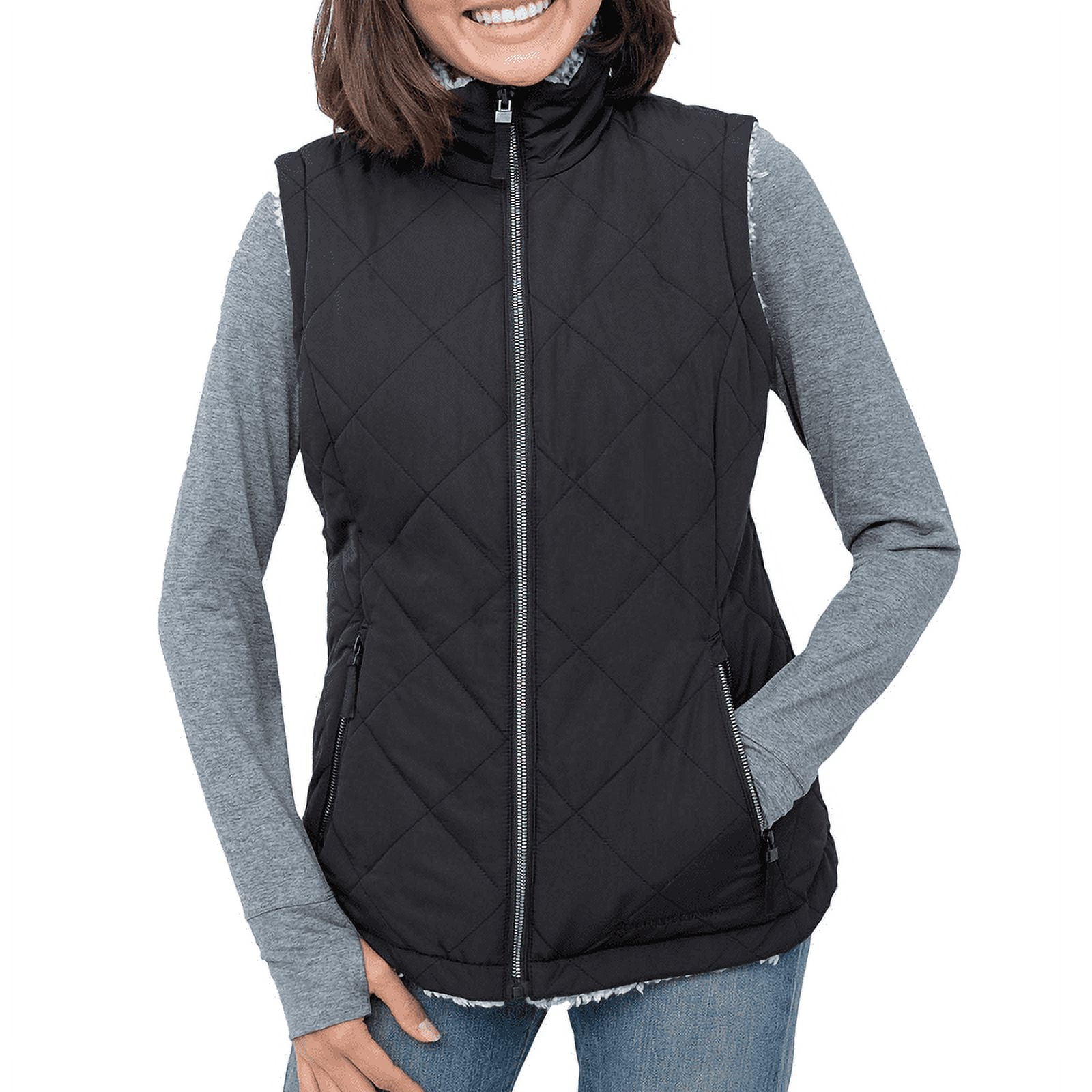 Free Country Women's Repreve Reversible Faux Fur Lined Zip Up Vest ...