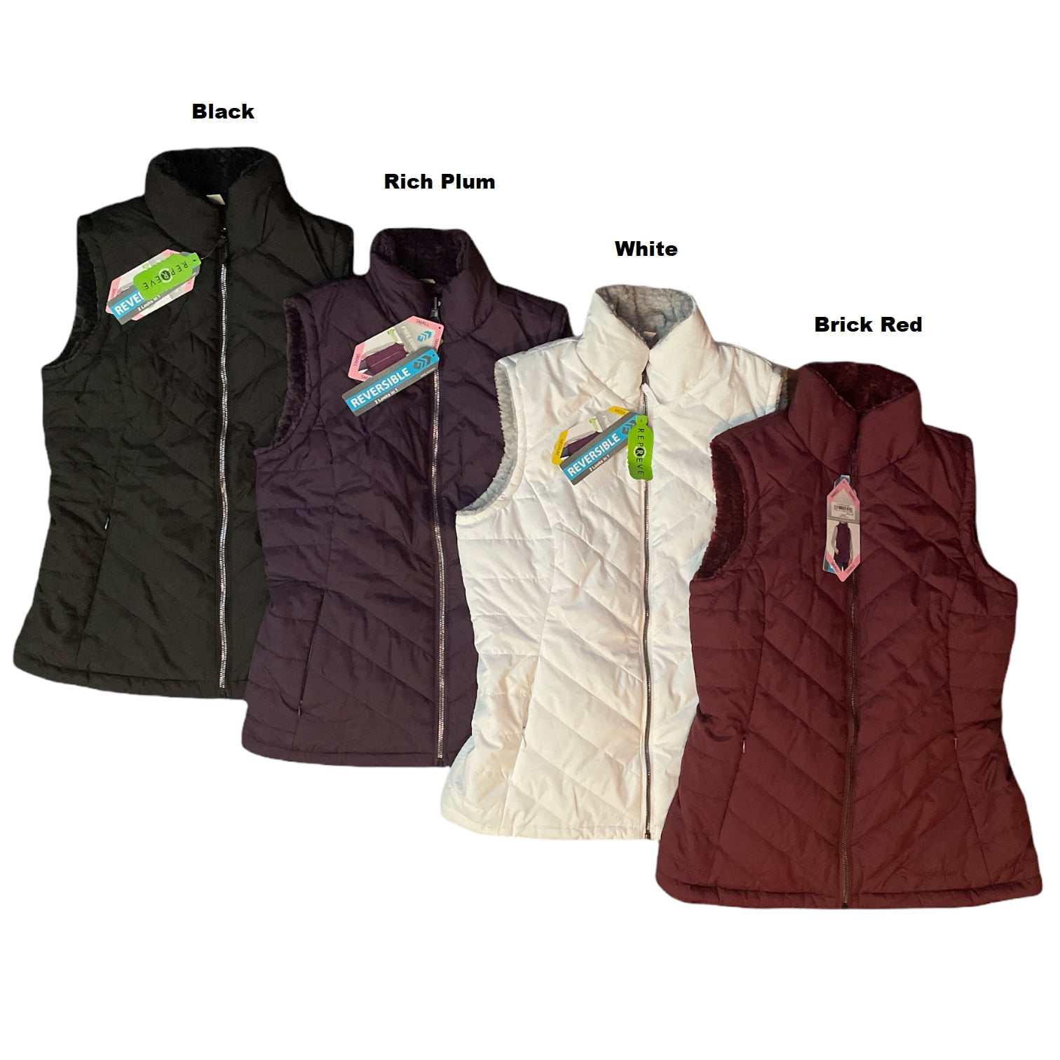 Free Country Women's Reversible Faux Fur Repreve Zip Up Vest (Brick Red ...