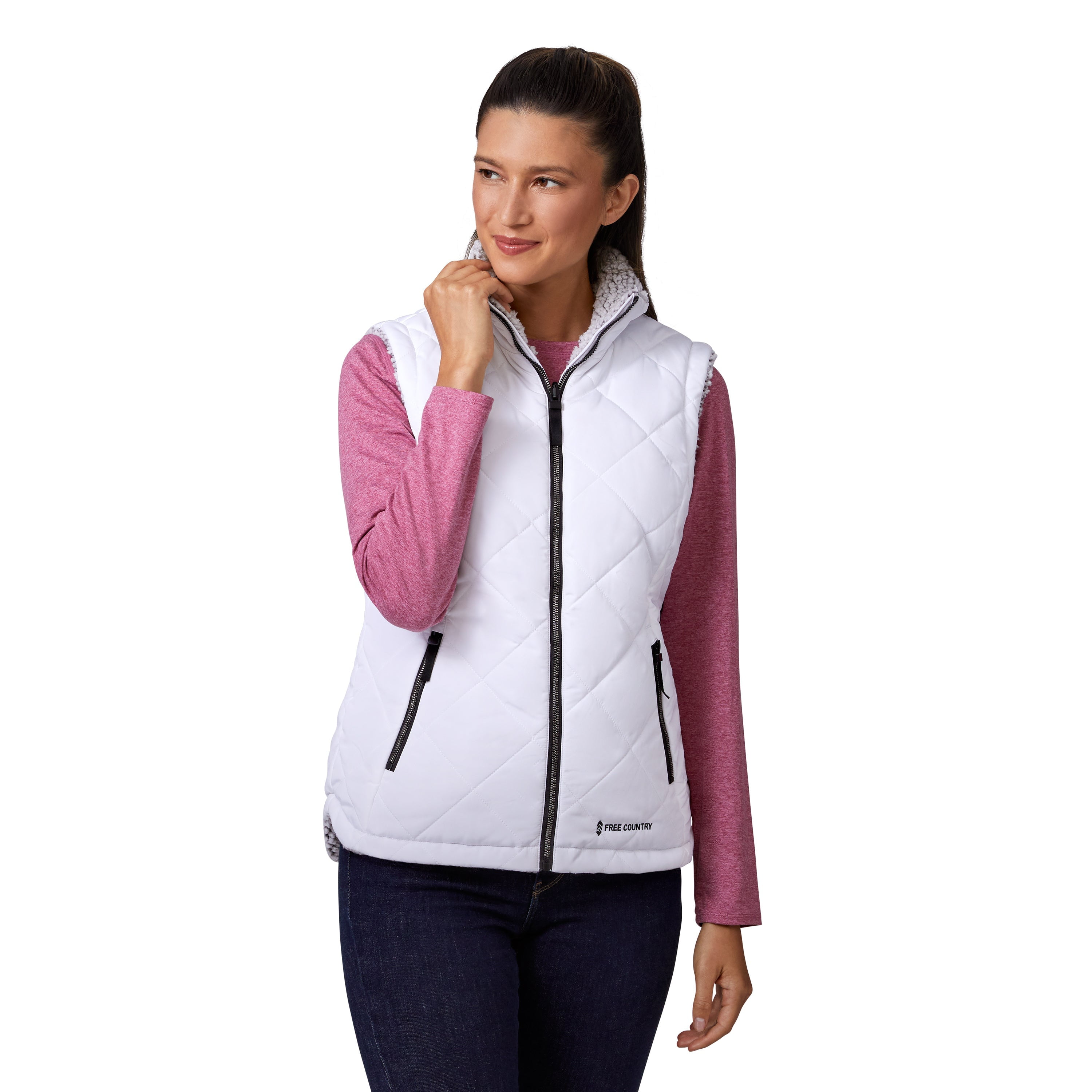 Free Country Women's Stratus Lite Reversible Vest White S - Walmart.com