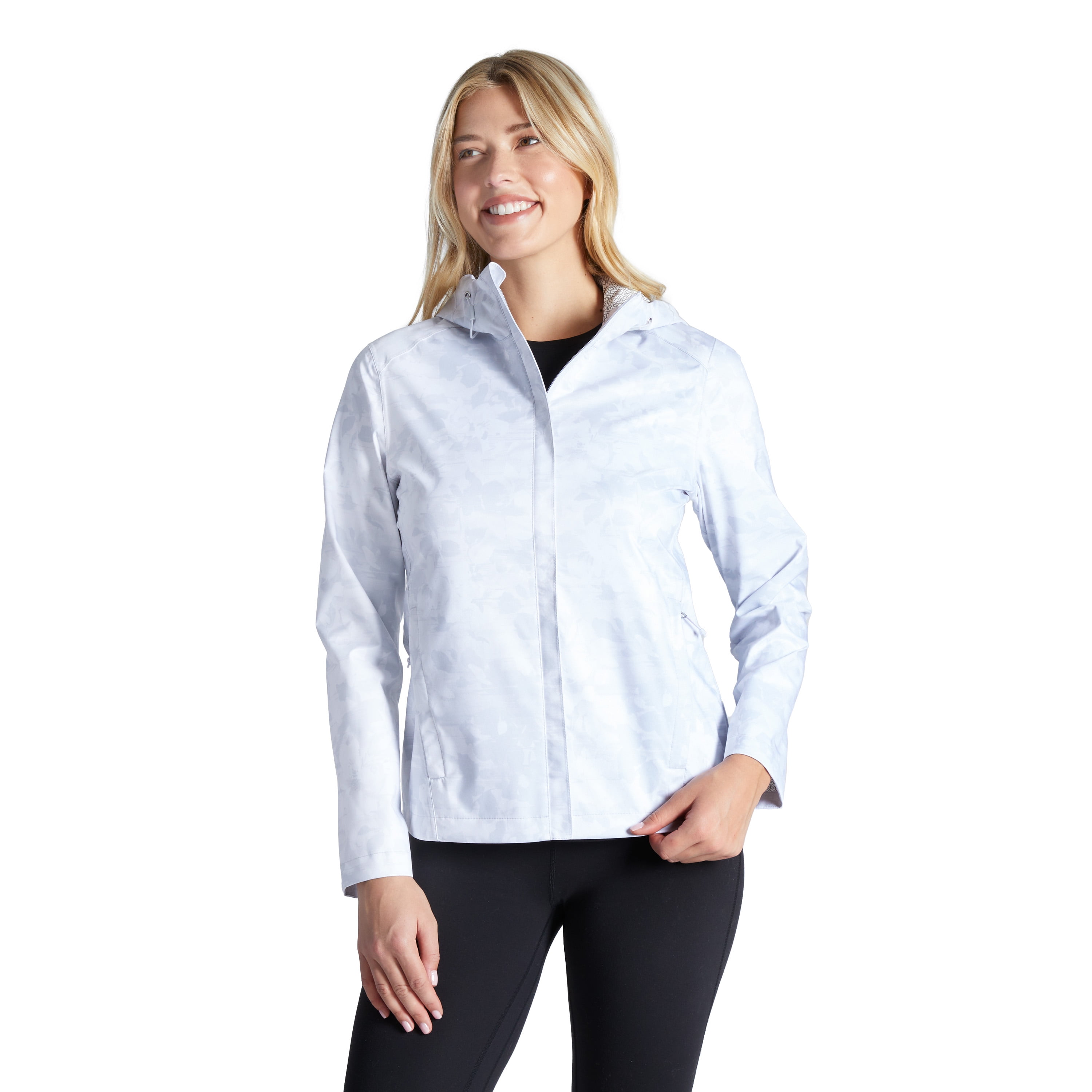 Free Country Women's X2O Packable Rain Jacket Silver Chip Floral Bliss ...