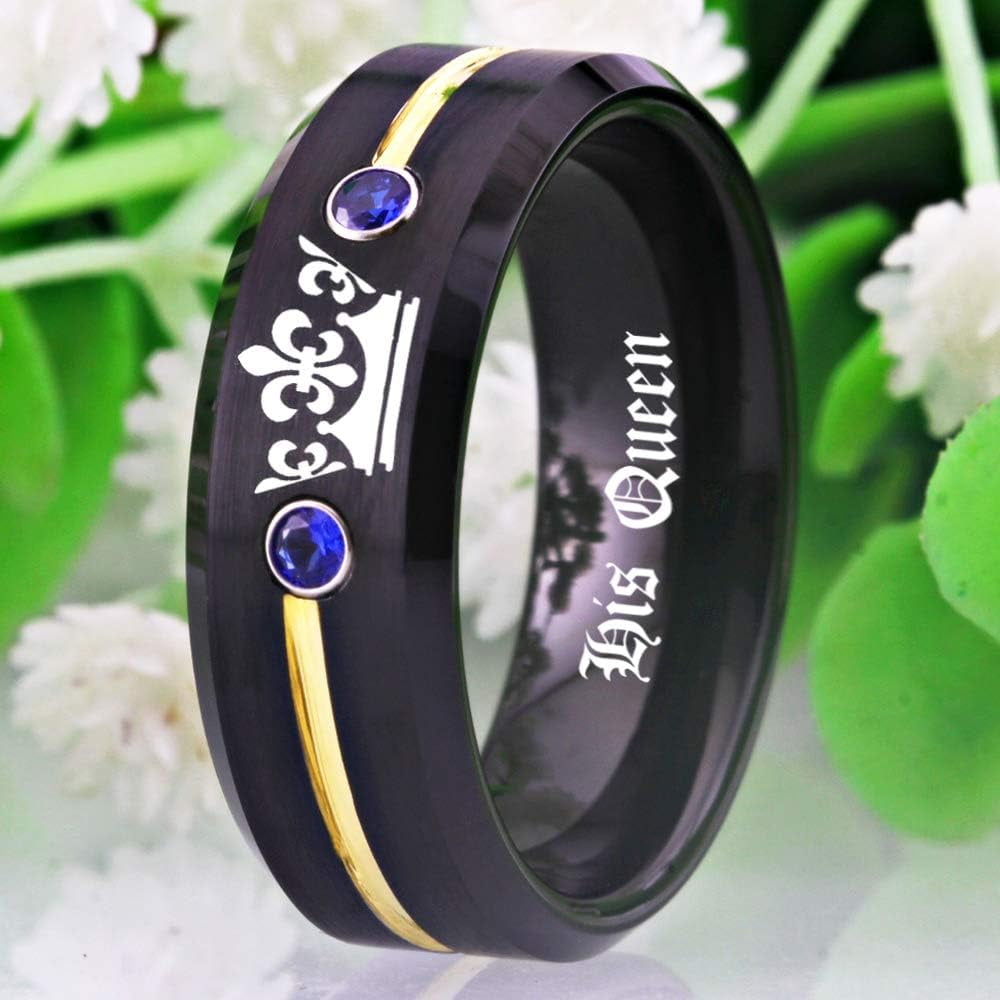 Free Custom Engraving Her King Or His Queen Ring Promise Wedding Ring ...