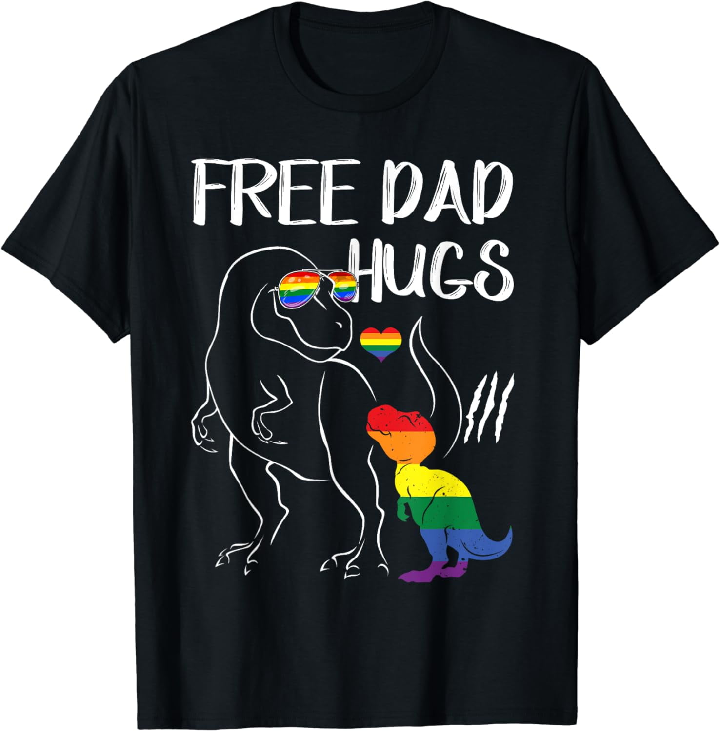 Free Dad Hugs LGBT Pride Dad Dinosaur Rex T-Shirt Gift - Walmart.com
