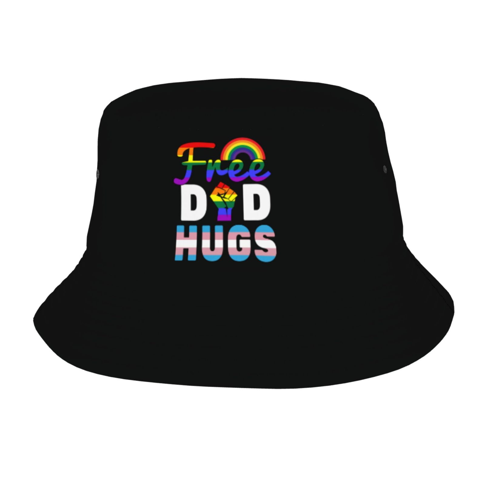 Free Dad Hugs Lgbtq Pride Month Bucket Hat for Women Men Unisex Sun Cap ...