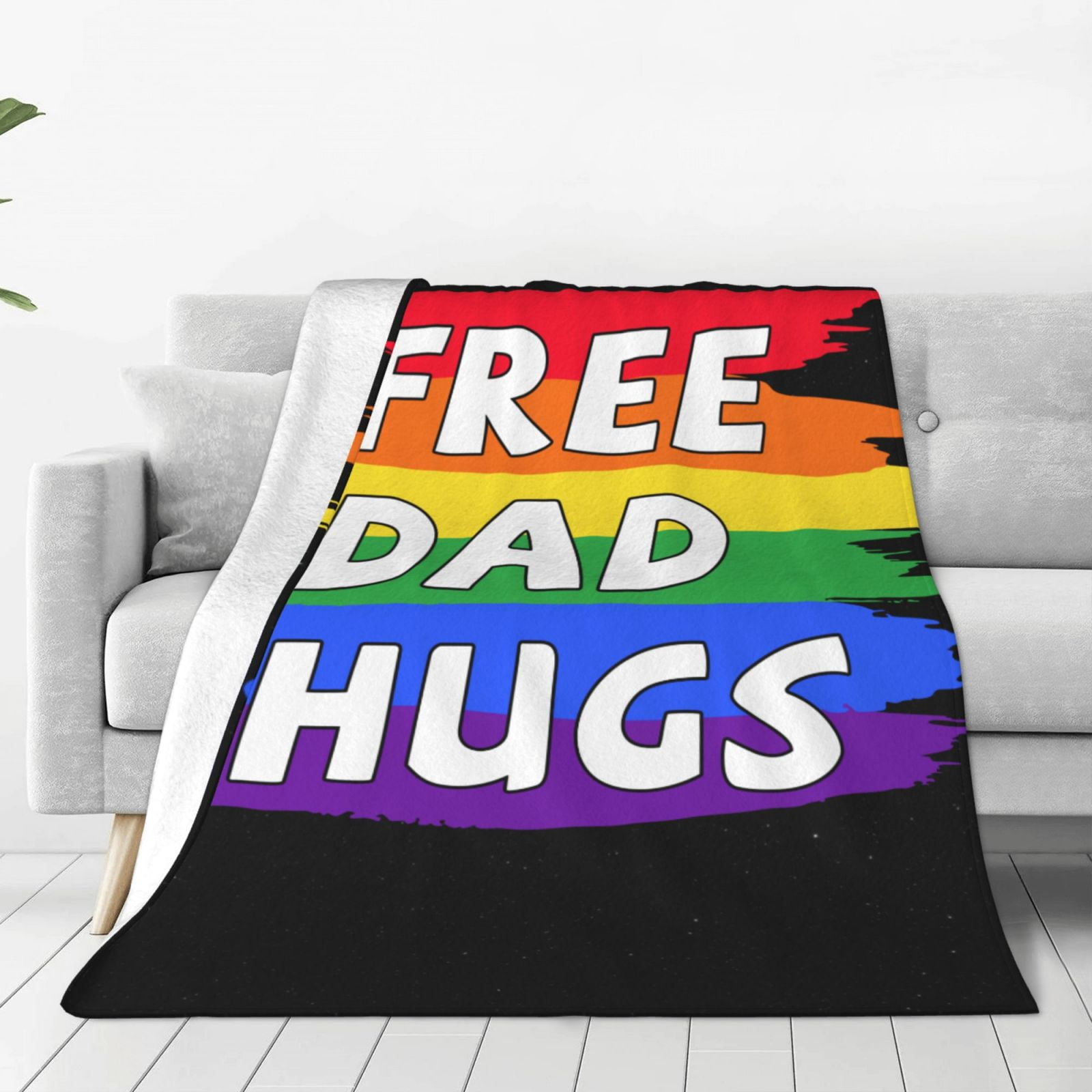 Free Dad Hugs Lgbtq Pride Month Flannel Blanket Throw Blanket Ultra ...