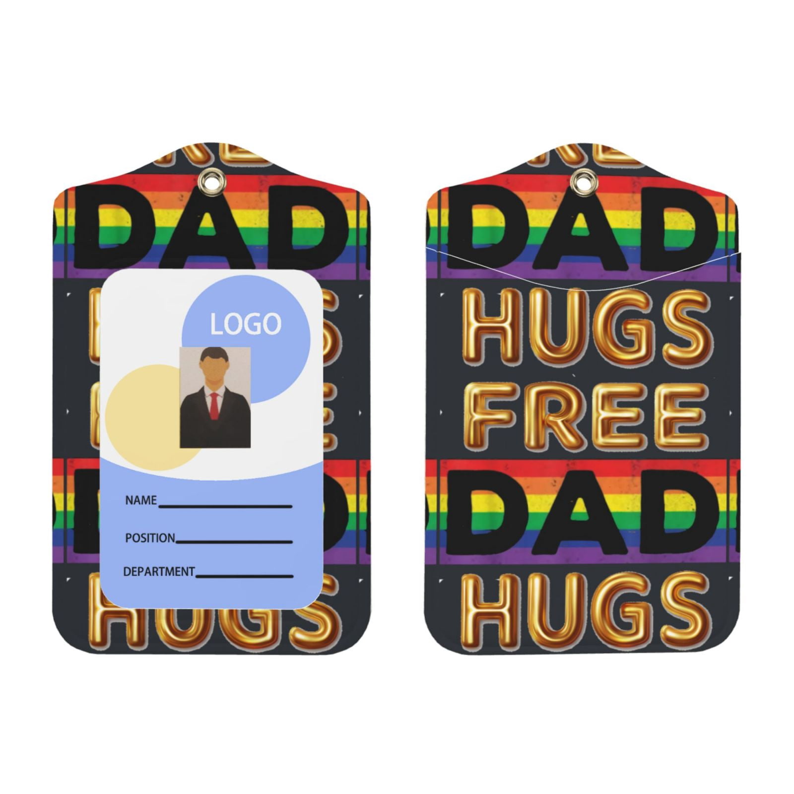 Free Dad Hugs Lgbtq Pride Month Id Card Badge Leather Holder Case ...