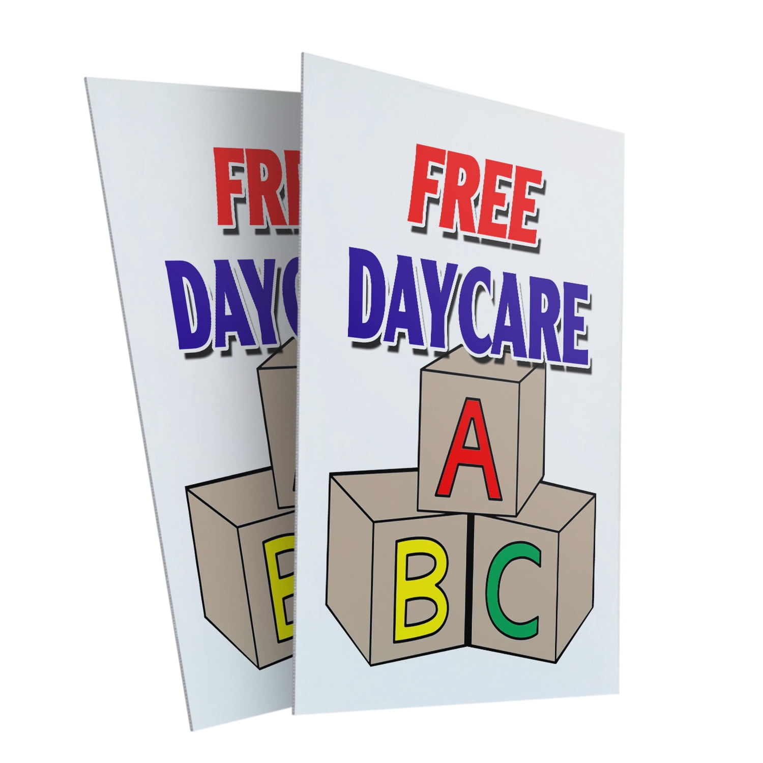 Free Daycare (2-PACK) 24" x 36" Plastic Signs | Sign Insert 4mm ...