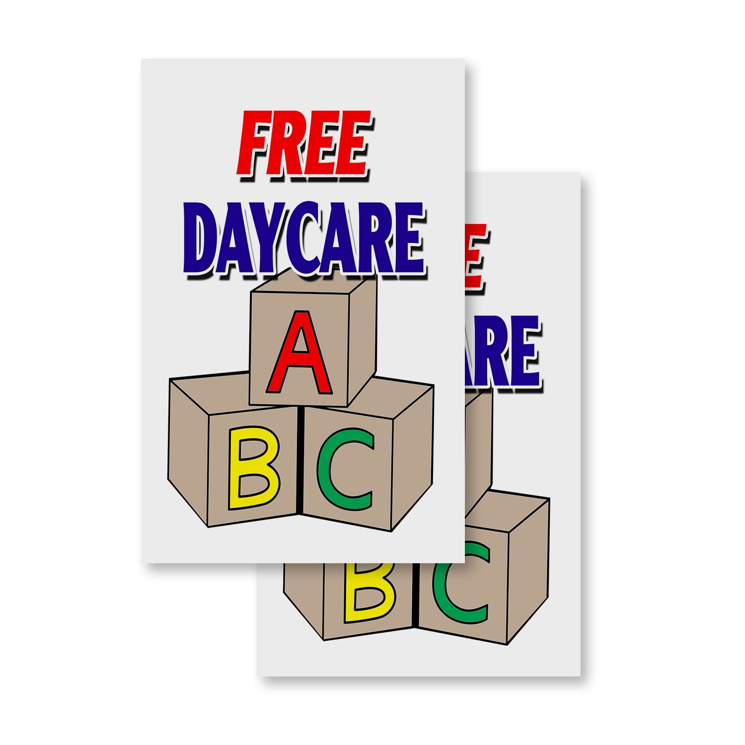 Free Daycare (2-PACK) 24" x 36" Vinyl Decals | Sign Insert Peel & Stick ...
